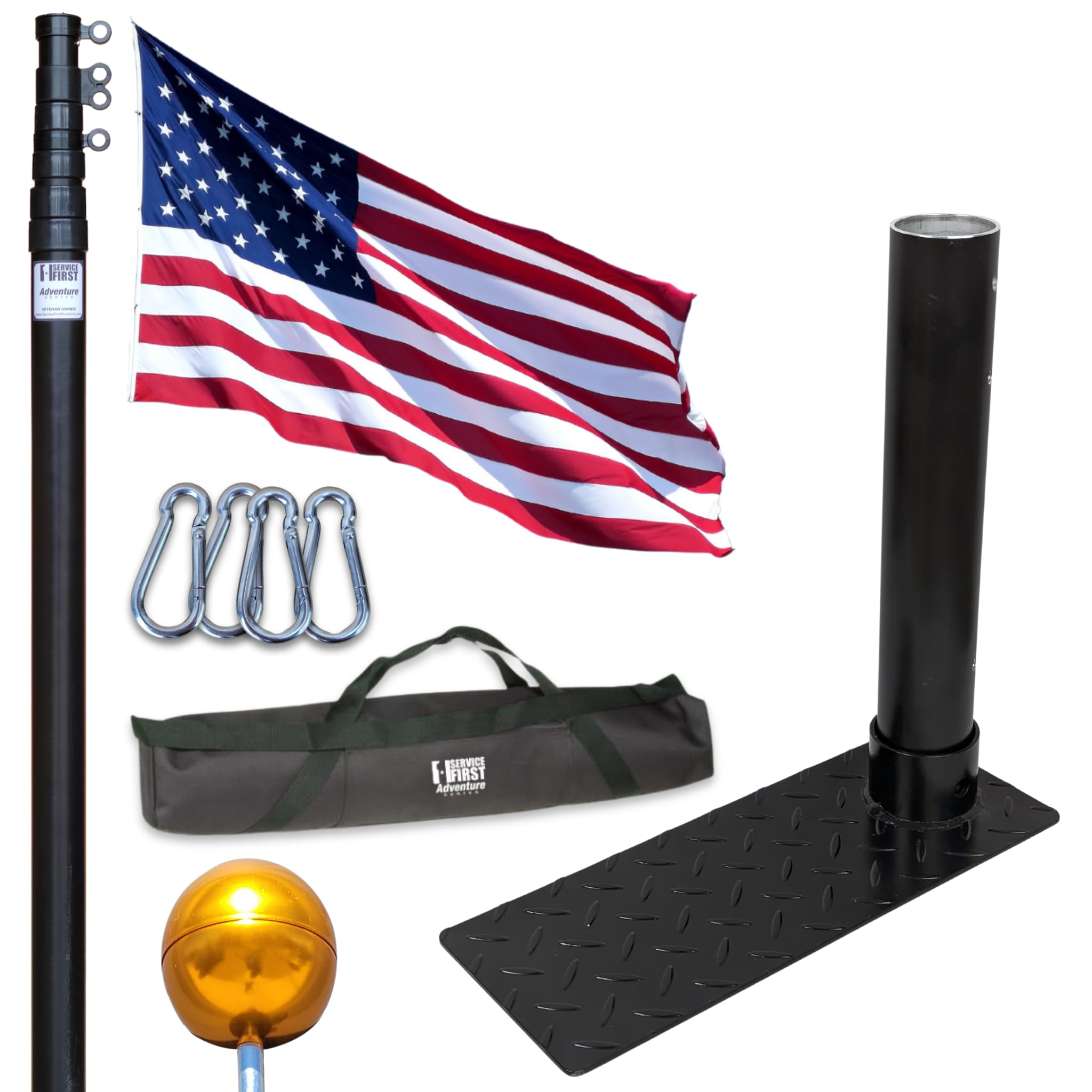 Amazon.com : Service First Black Complete Tailgate Flag Pole Package ...