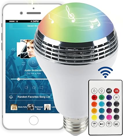 IYUNIOT led Music Light Bulb,Smart 9W Bluetooth Speaker Light Bulb ...