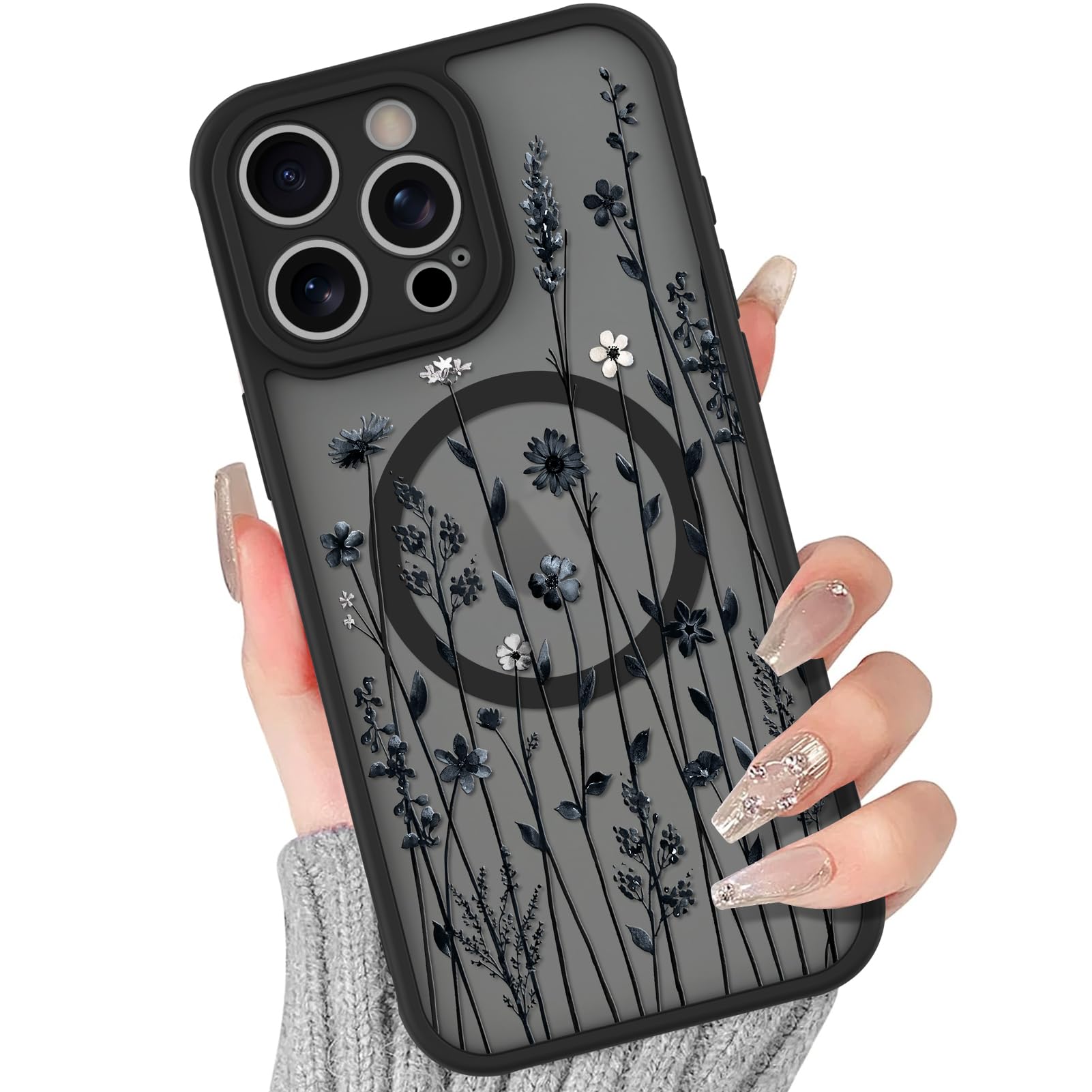 Amazon.com: BITOBE Floral Case for iPhone 15 Pro Max [Compatible with MagSafe] Cute Flower ...