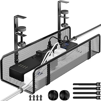 Amazon.com: Under Desk Cable Management Tray, Wire Management Desk ...