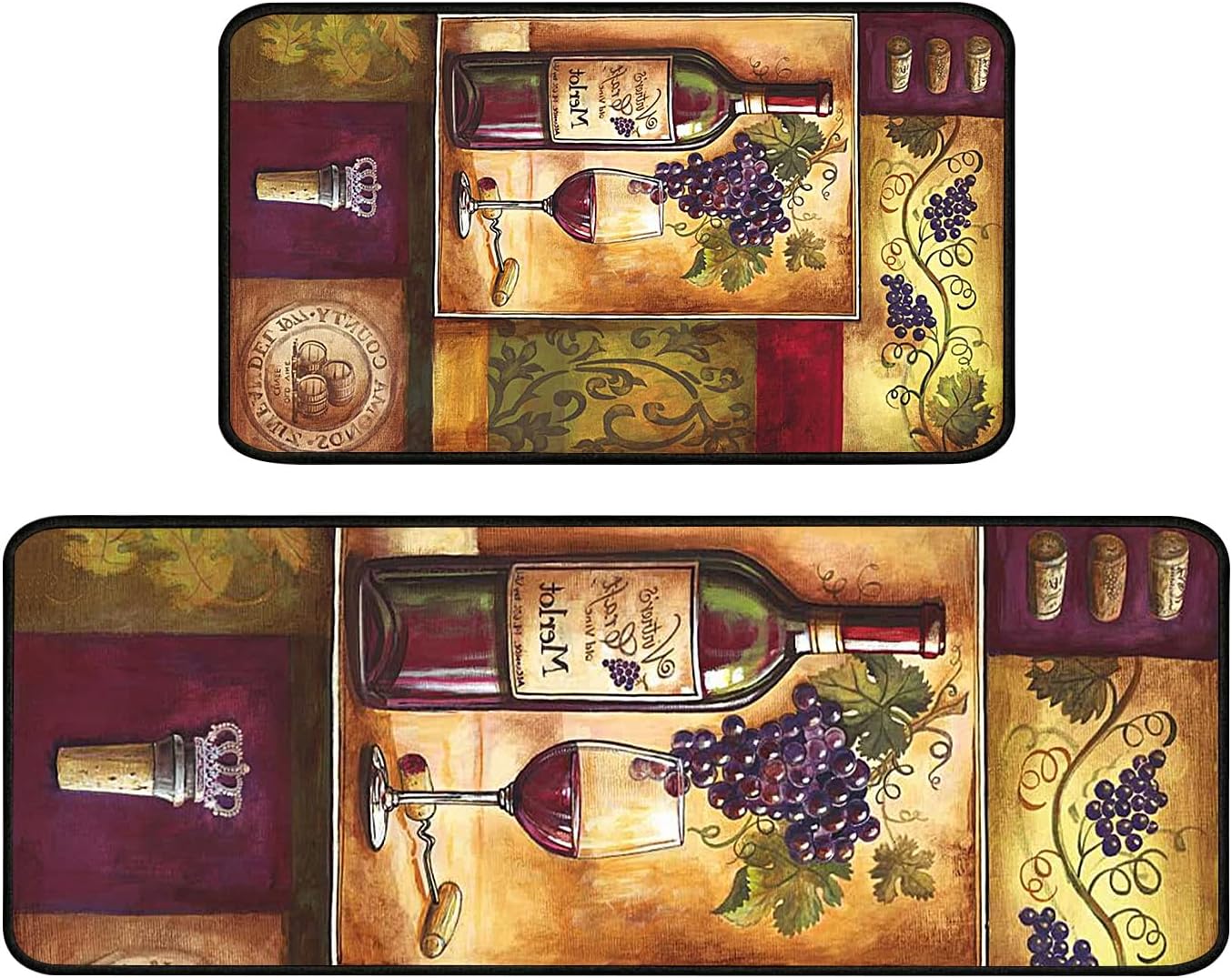 Amazon.com: Grape Wine Brown Wooden Board Kitchen Rugs Floor Mat Anti ...
