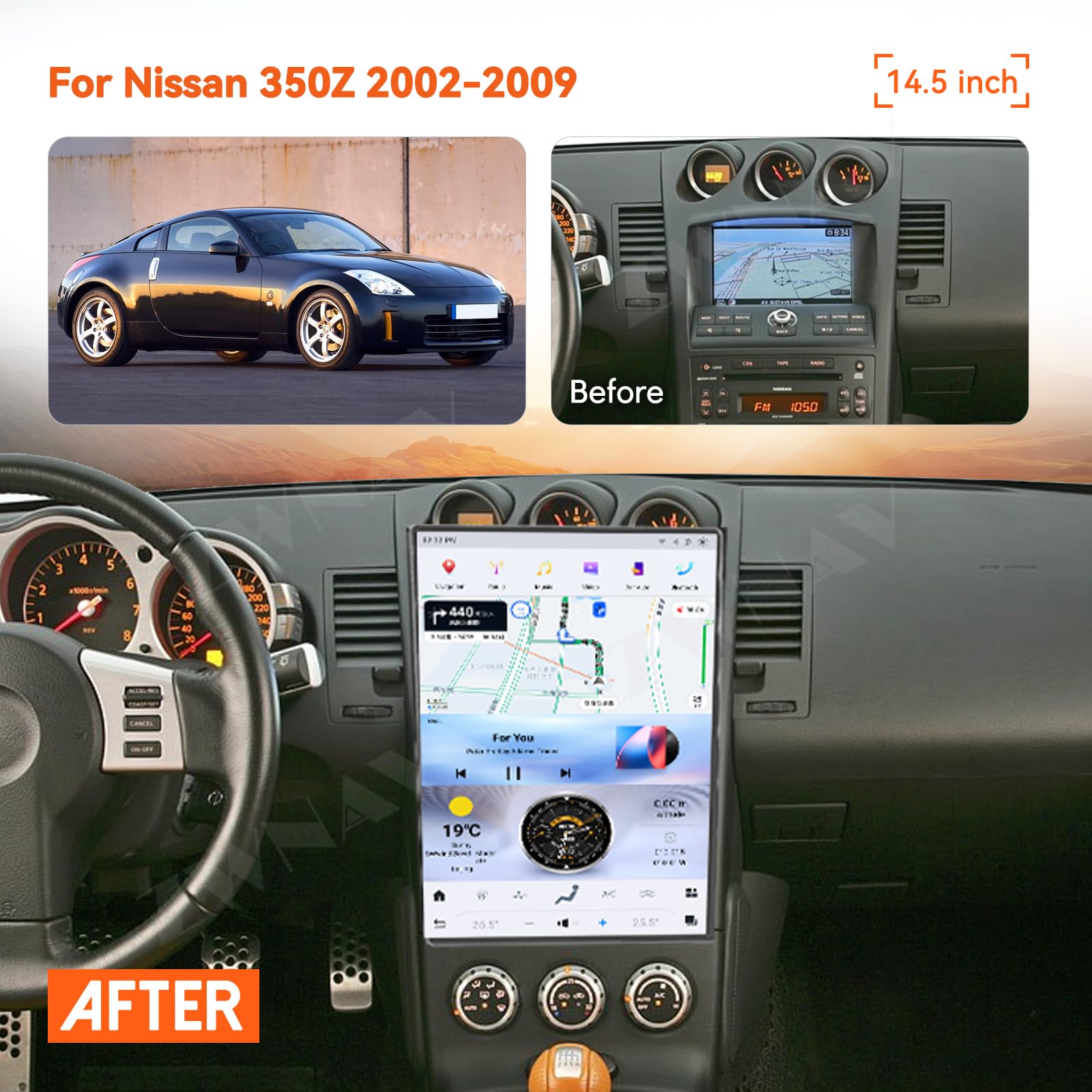 12.1 Inch Tesla Screen Android 13 For Nissan 350Z - 12.1" Tesla Style ...