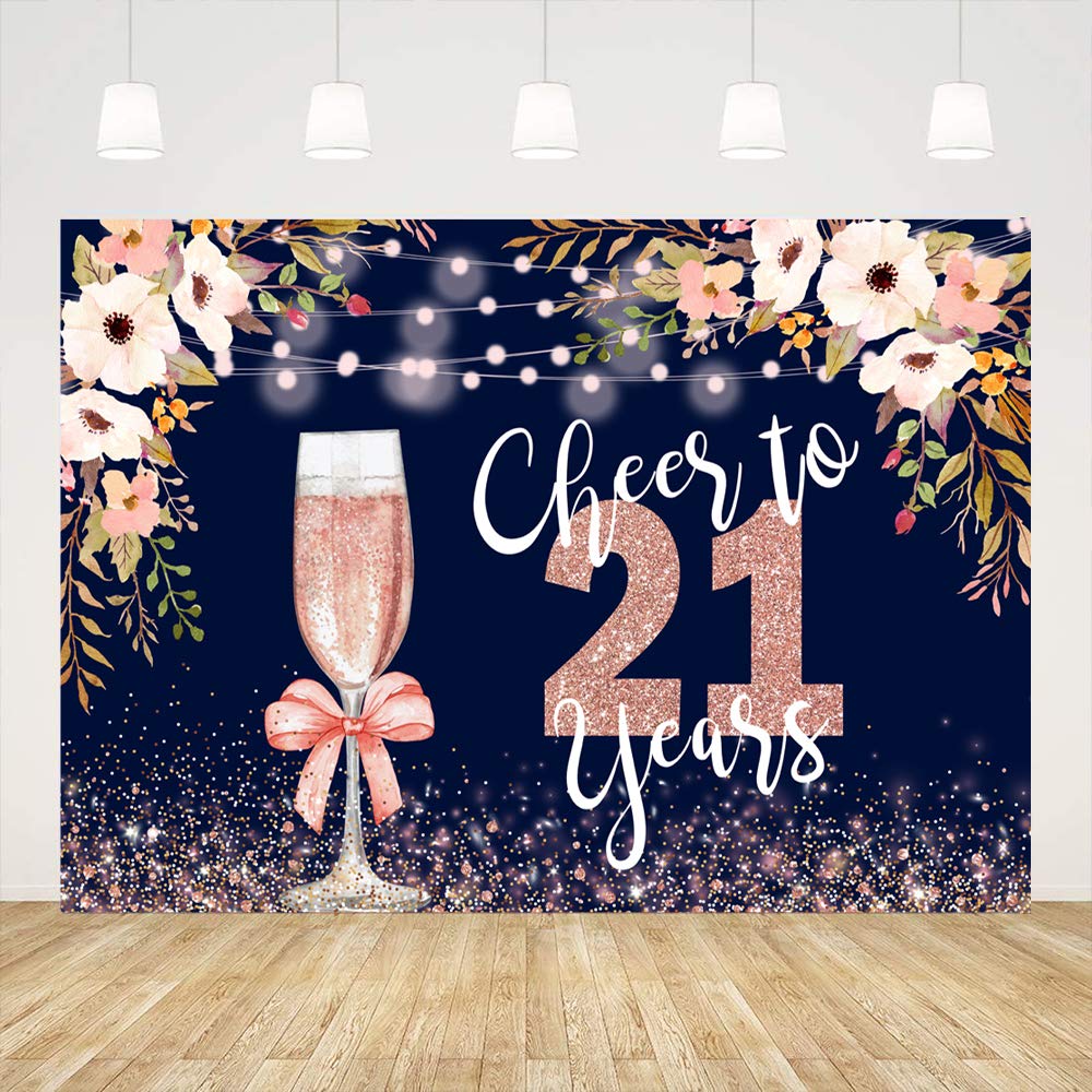 Buy Ticuenicoa Cheer to 21 Years Backdrop for Girls 21st Birthday Party ...