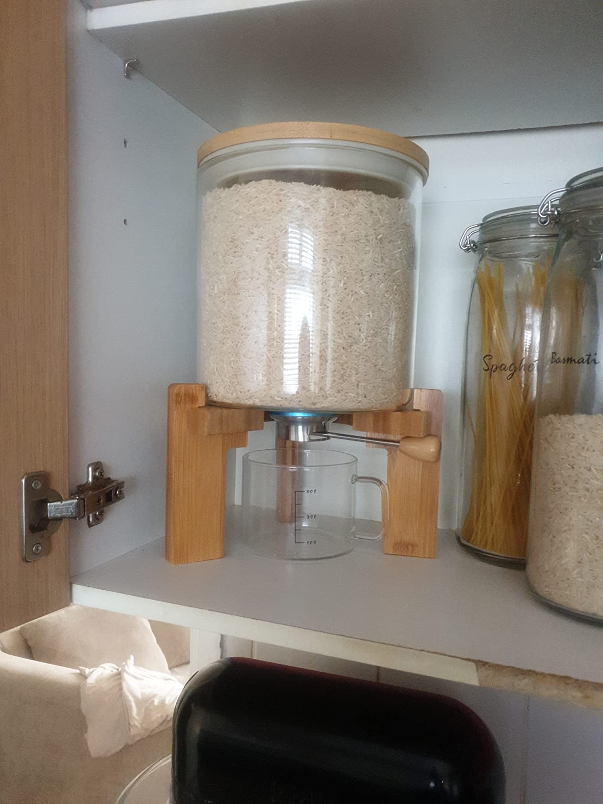 Aprilhp Cereal Storage Container, 5L, Aroma Rice Dispenser, Glass ...