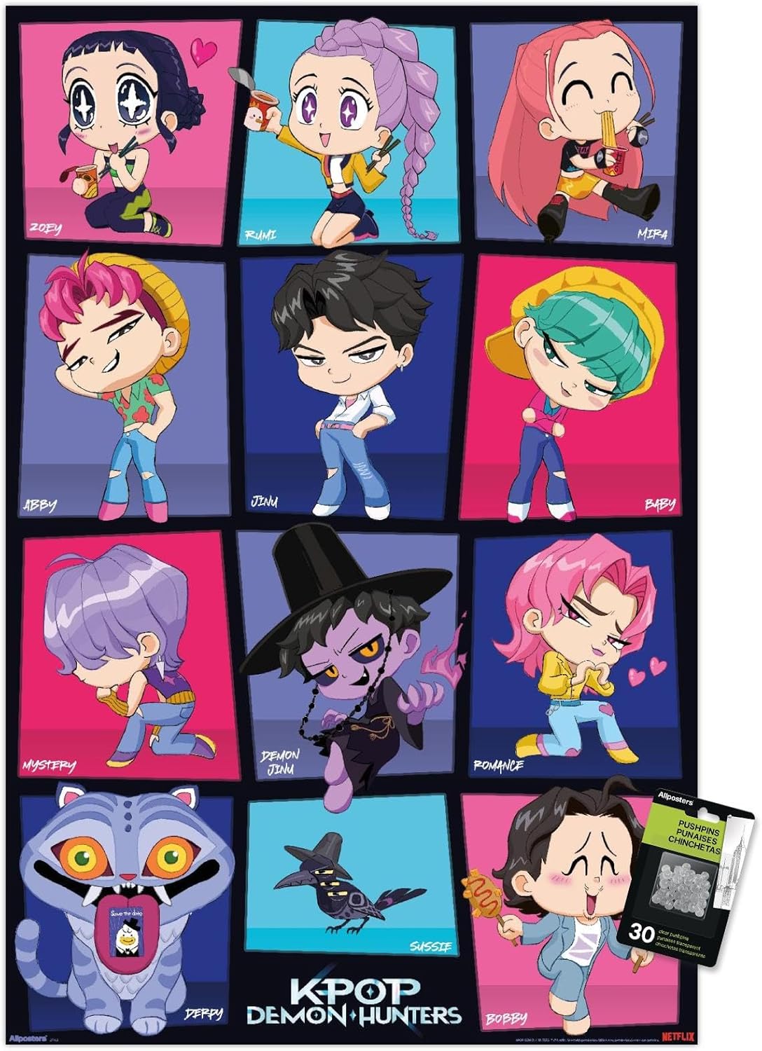 Amazon.com: Netflix KPop Demon Hunters (2025) - Chibi Grid Wall Poster ...