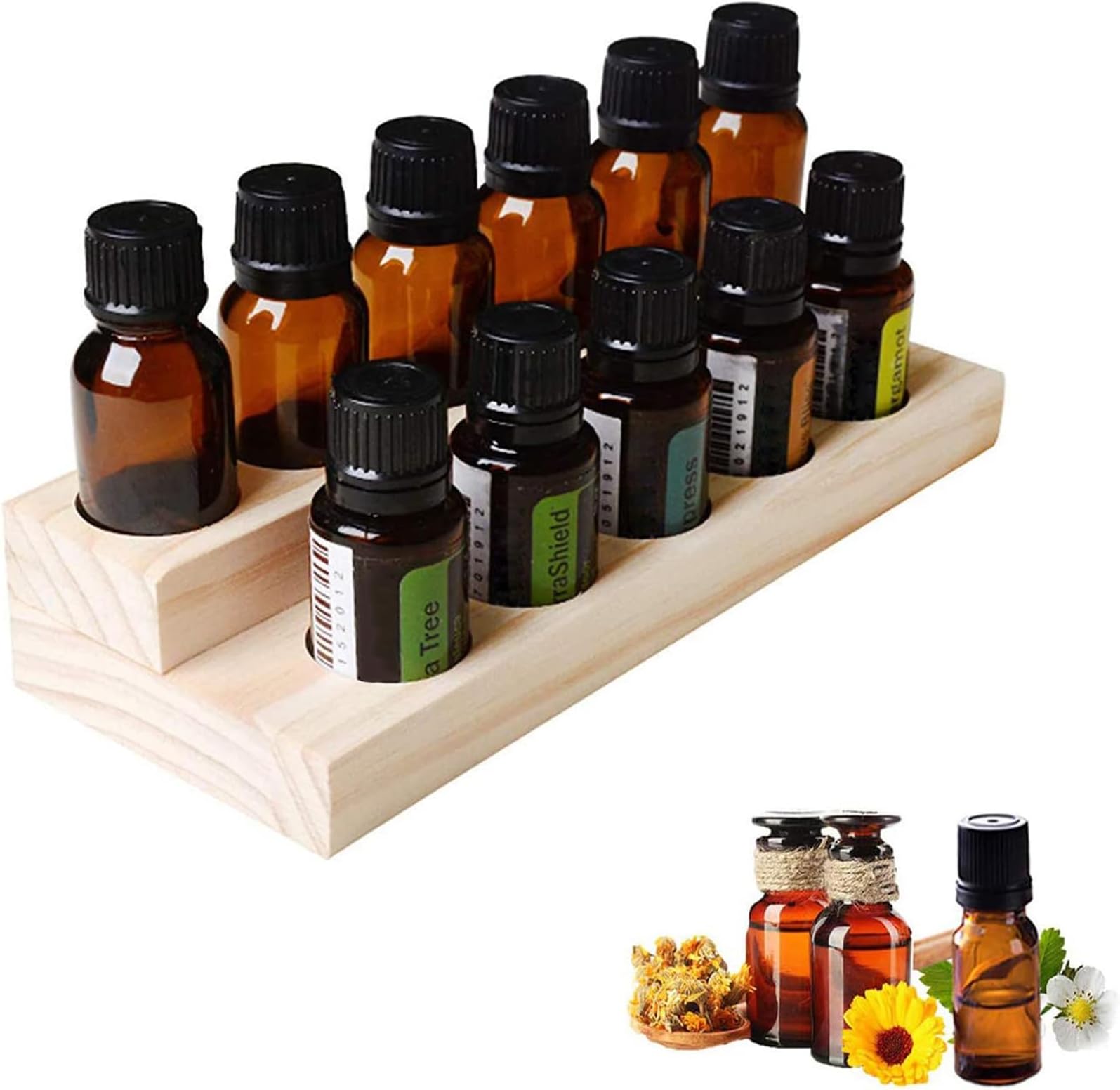 Amazon.com: LONG TAO 2 Pcs Wooden Essential Oil Display Stand 2 layer ...