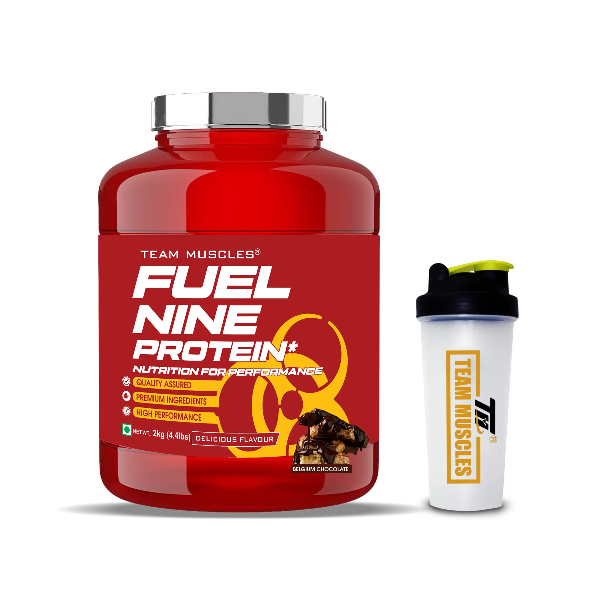 TM WITH TEAM MUSCLES Fuel Nine Whey Protein-2Kg | Whey Protein | Gold ...