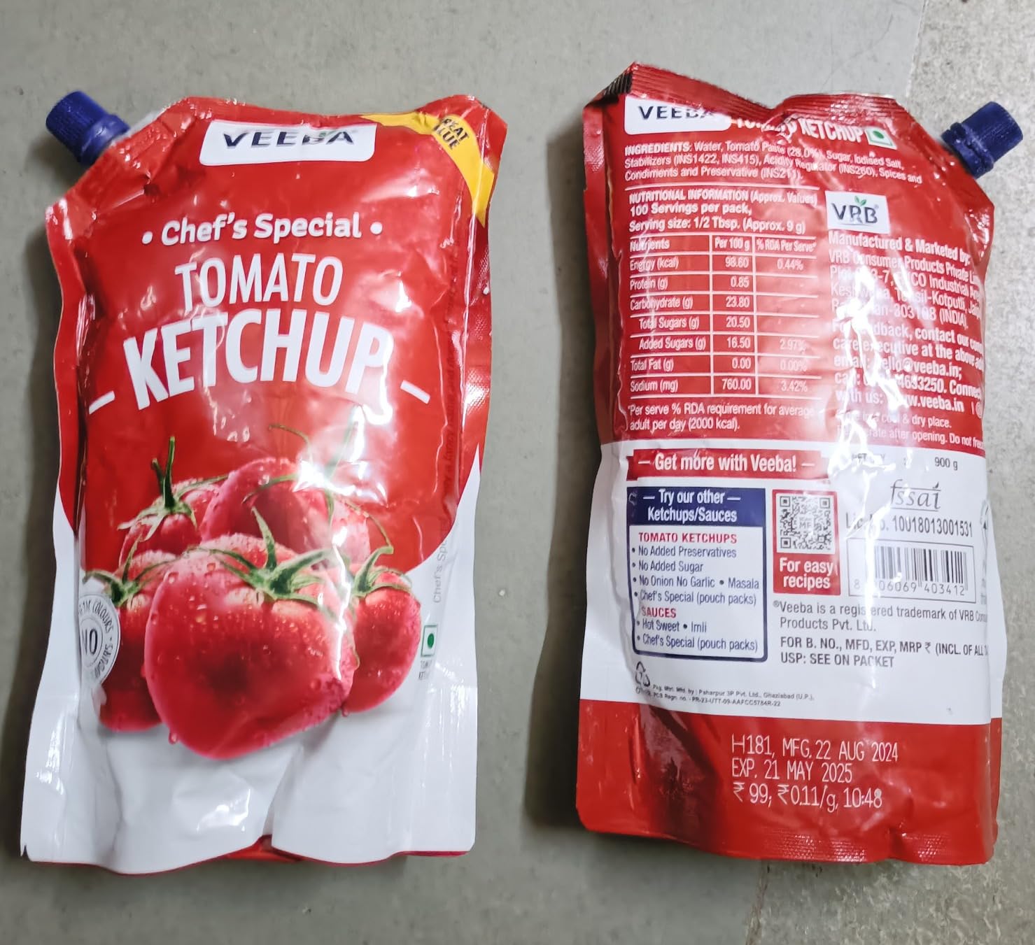 Veeba Tomato Ketchup Chef’s Special (900g) : Amazon.in: Grocery ...