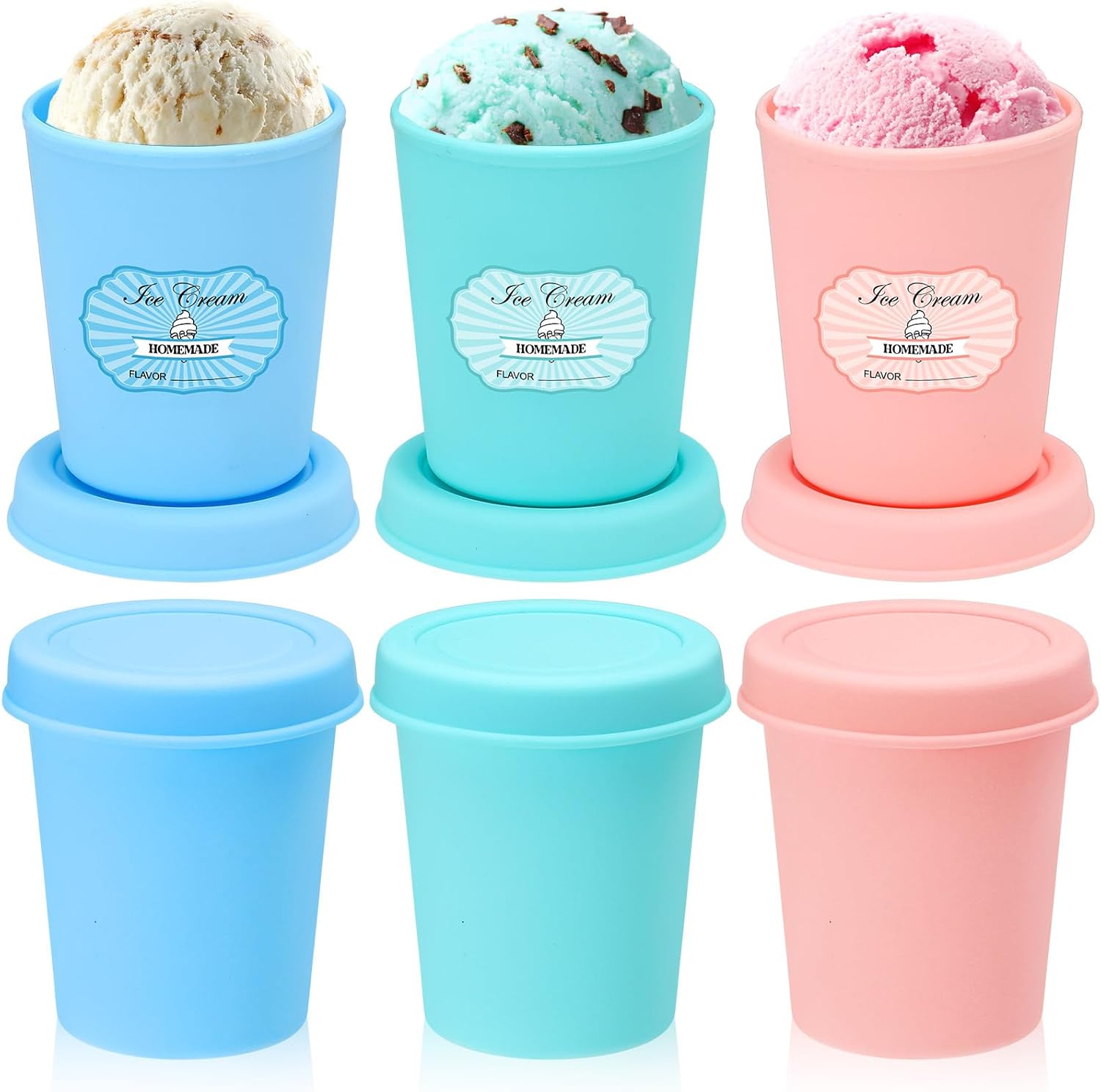 Amazon.com: Baderke 6 Set Ice Cream Containers with Lids 6 oz Homemade ...