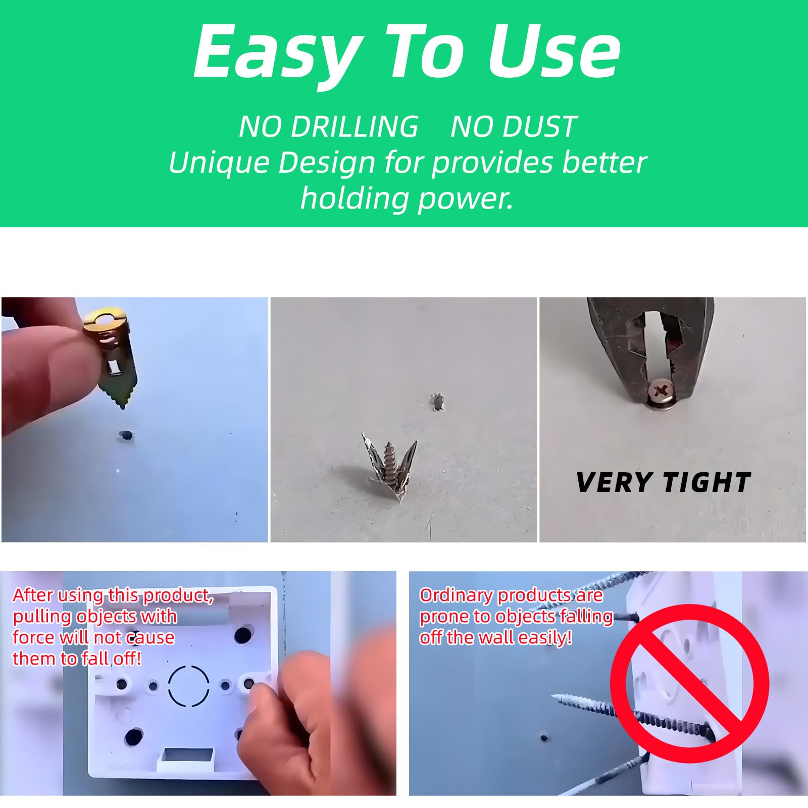 Snapklik.com : 400PCS Self-Drilling Drywall Anchors, Zinc Plated Steel ...
