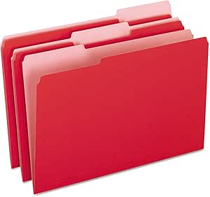 Amazon.com : Pendaflex Two-Tone Color File Folders, Legal Size, Red, 1/ ...