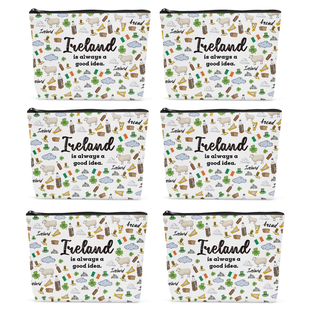 Amazon.com: Sldpngo 6PCS Ireland Makeup Bag Ireland Trip Gift Ireland ...