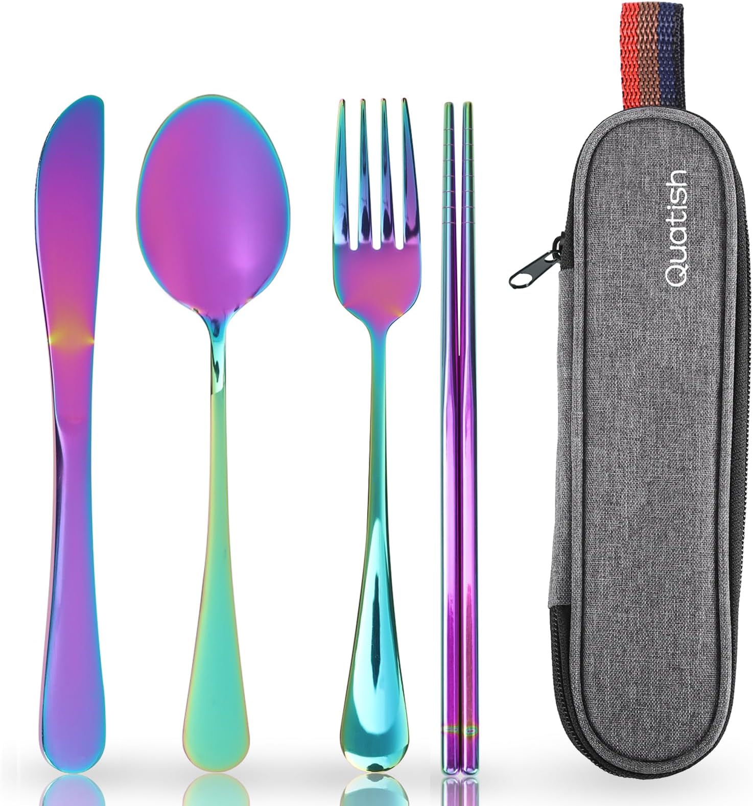 Amazon.com: Travel Utensils Set with Case Reusable Portable Cutlery Set ...