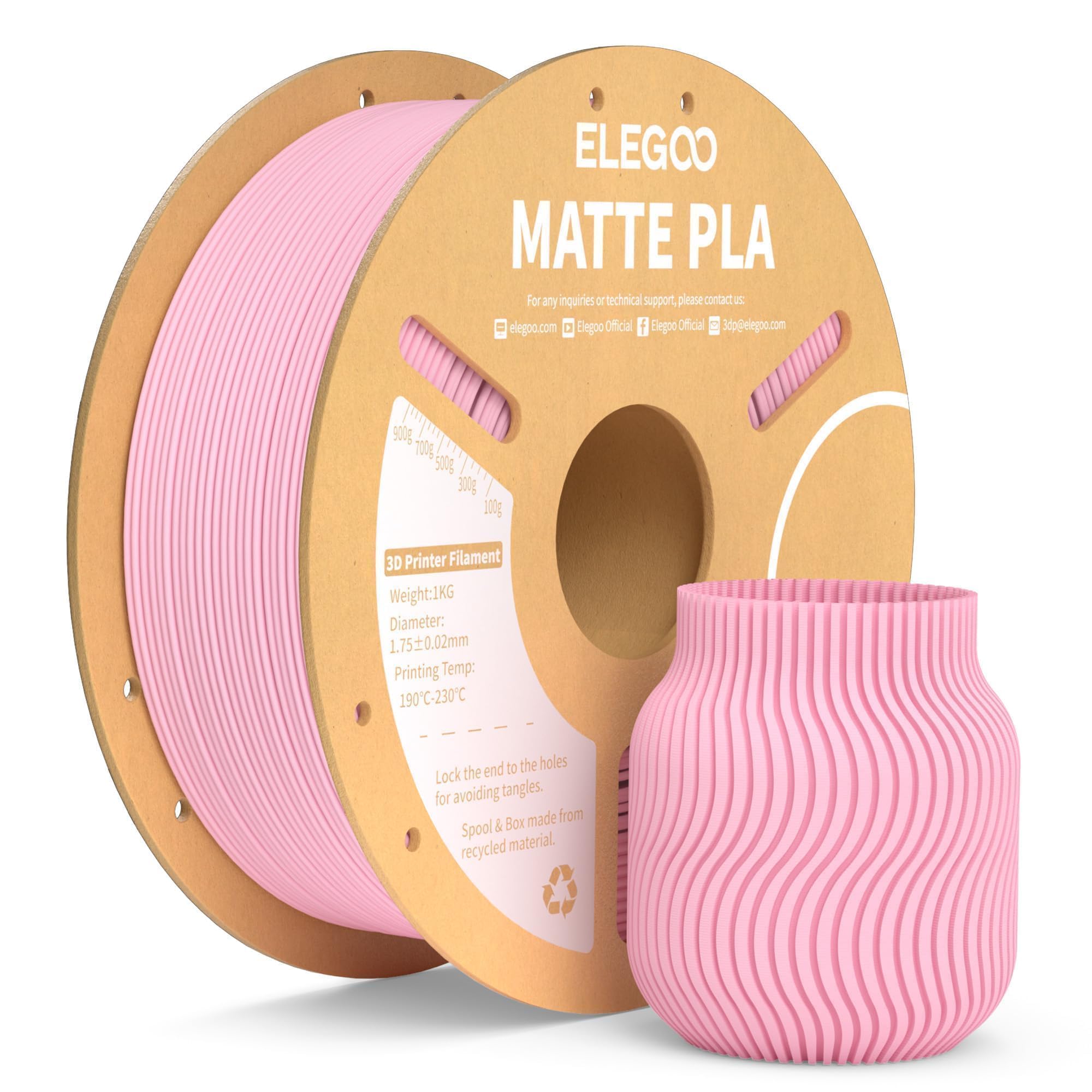 Snapklik.com : ELEGOO Matte PLA Filament Sakura Pink 1KG, 1.75mm 3D ...