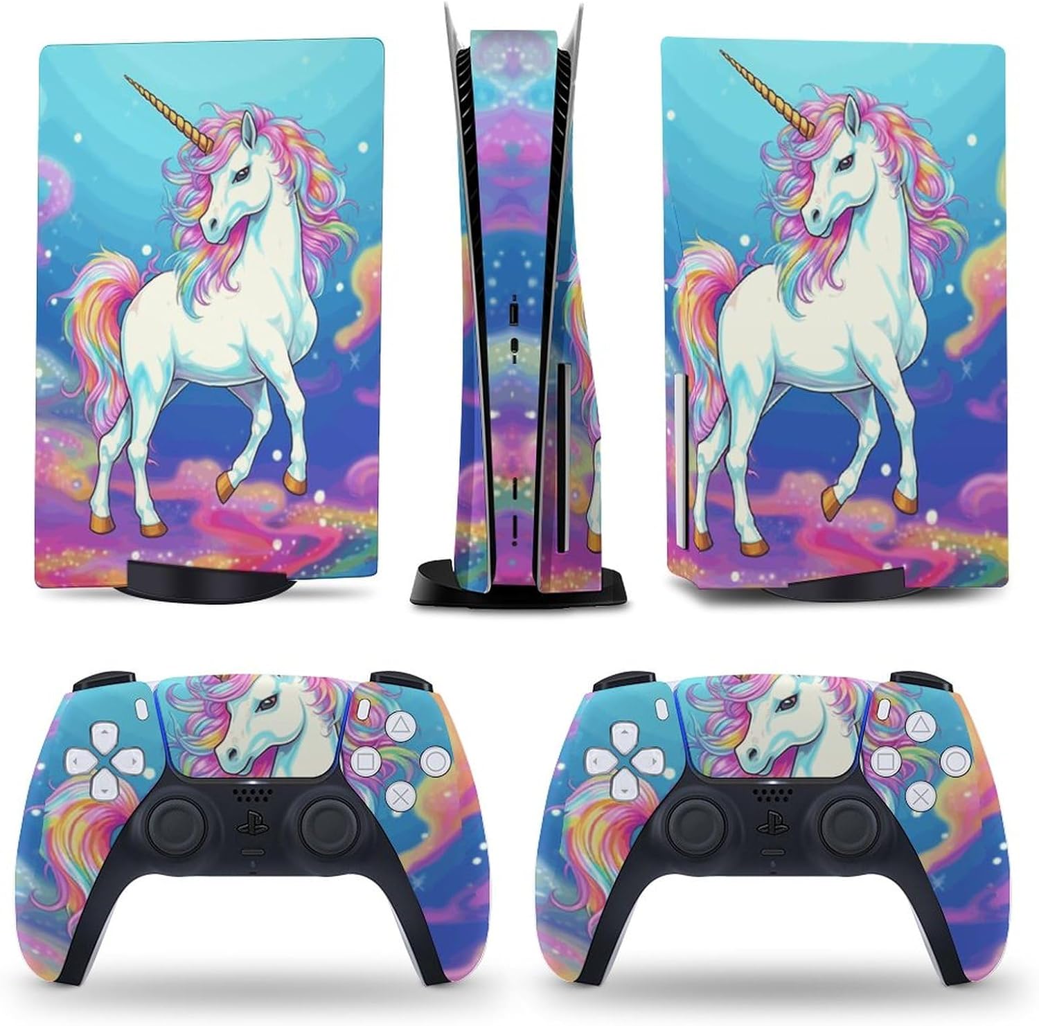 Amazon.com: AoHanan Unicorn Rainbow 5 Skin Console and Controller ...