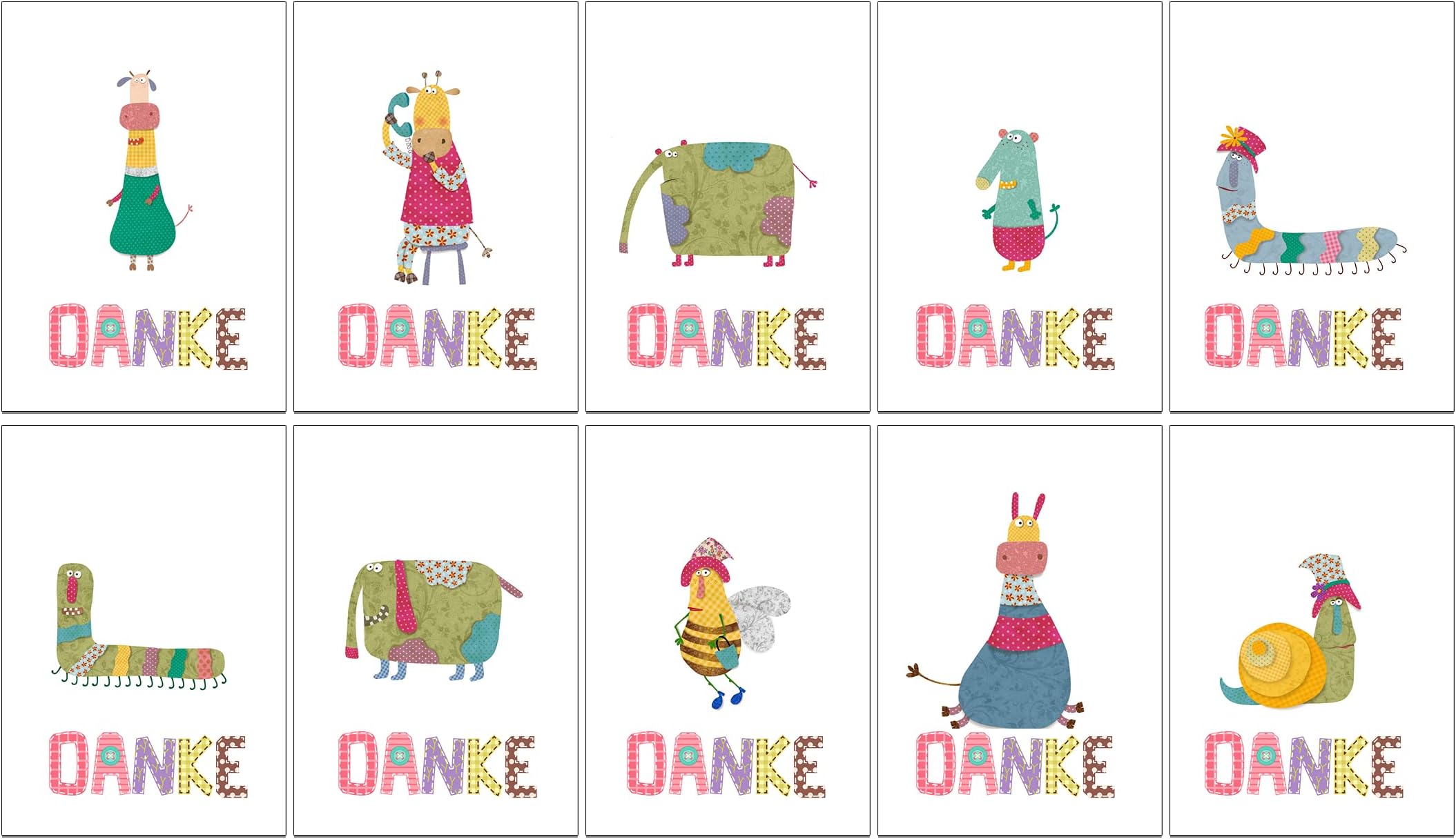 PURESIZE 12er Set Team Karten verrückte Vögel, Geschenk für Kollegen ...