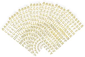 Amazon.com: 7 Sheets Gold Letter Stickers Small Gold Alphabet Sticker ...
