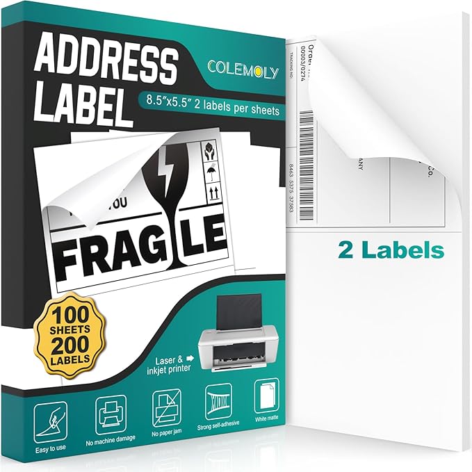 Amazon.com : 8.5x5.5 Labels Sticker Paper for Inkjet/Laser Printers ...
