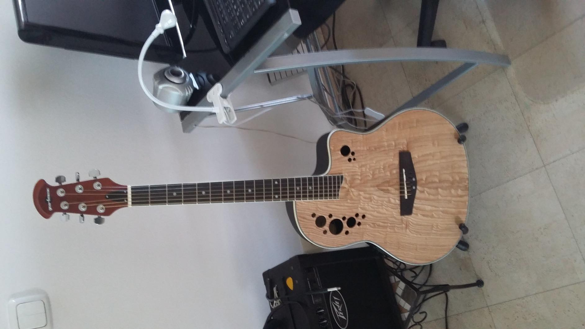 Deluxe Roundback Elektro Akustik Gitarre von Gear4music Natur : Amazon ...