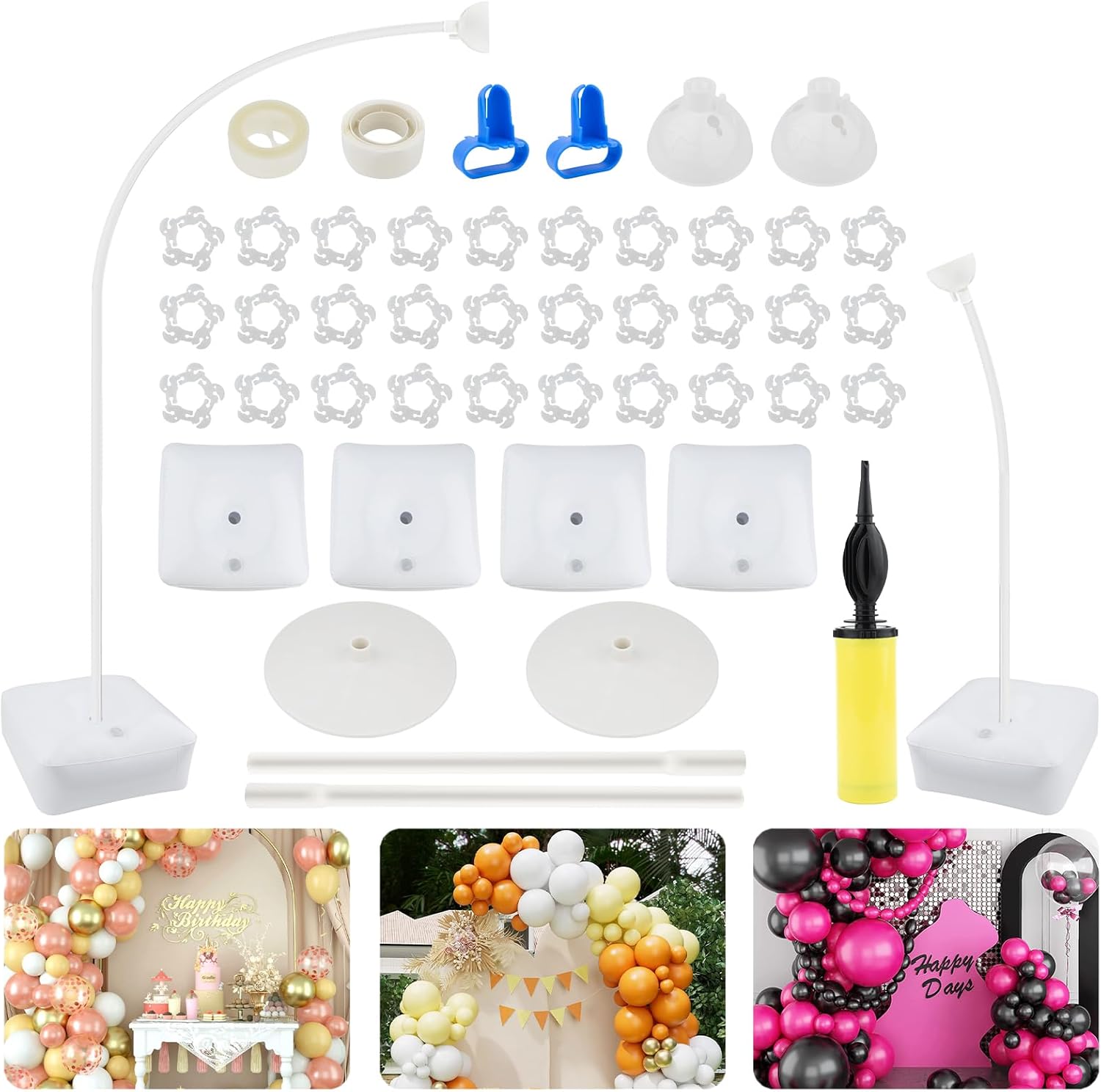 Amazon.com: LELEAN Balloon Arch Stand Kit 8.2Ft & 5Ft | Half Curve ...