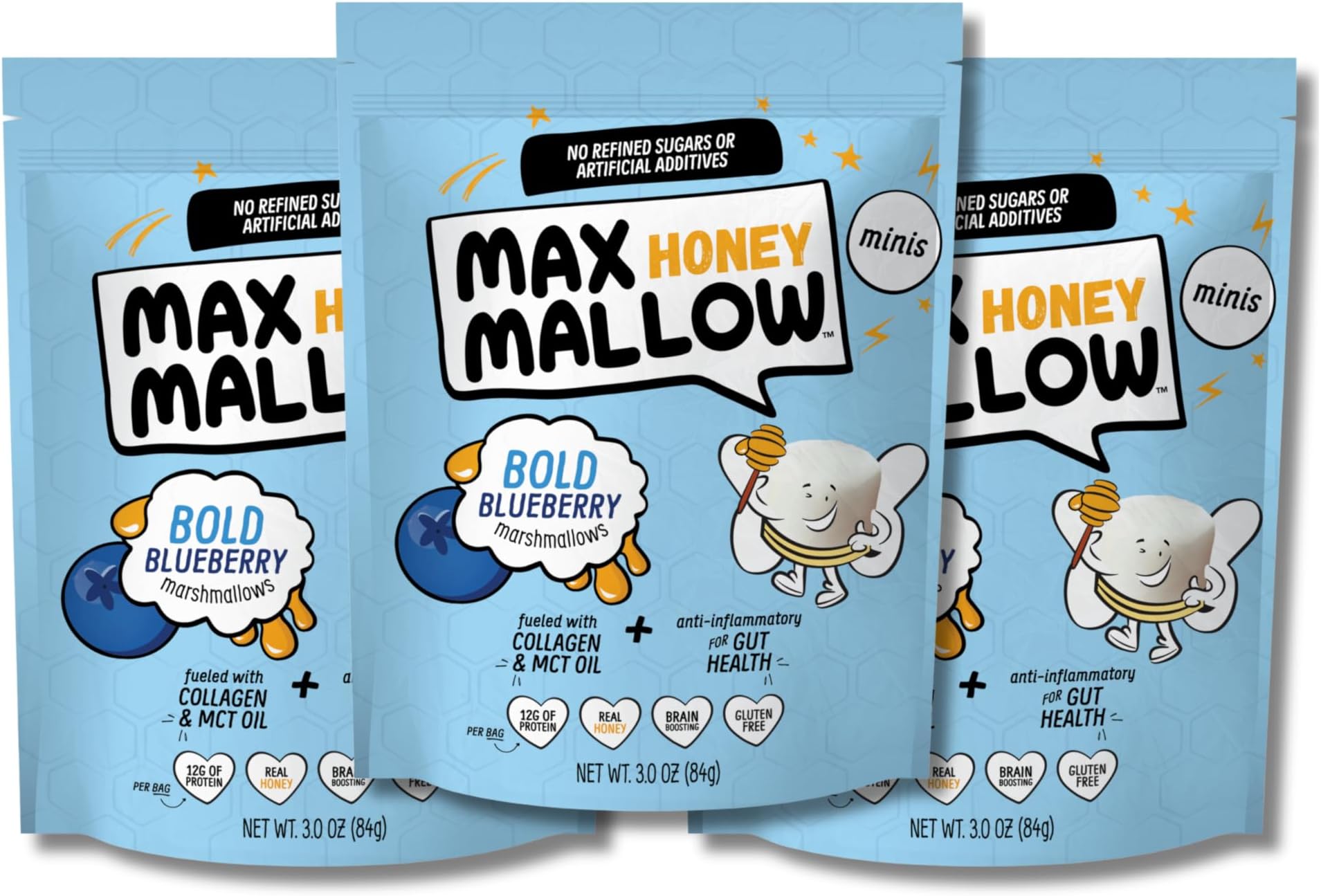 Amazon.com : Max Mallow Bold Blueberry Mini HONEY Marshmallows – Gut ...