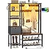 Amazon.com: BON AUGURE Industrial Hall Tree with Bench and Shoe Storage ...