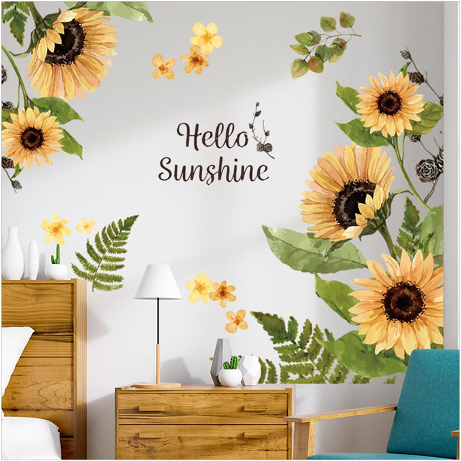 Amazon.com: ROFARSO Flowers Daisy Sunflower Grass Colorful PVC Wall ...
