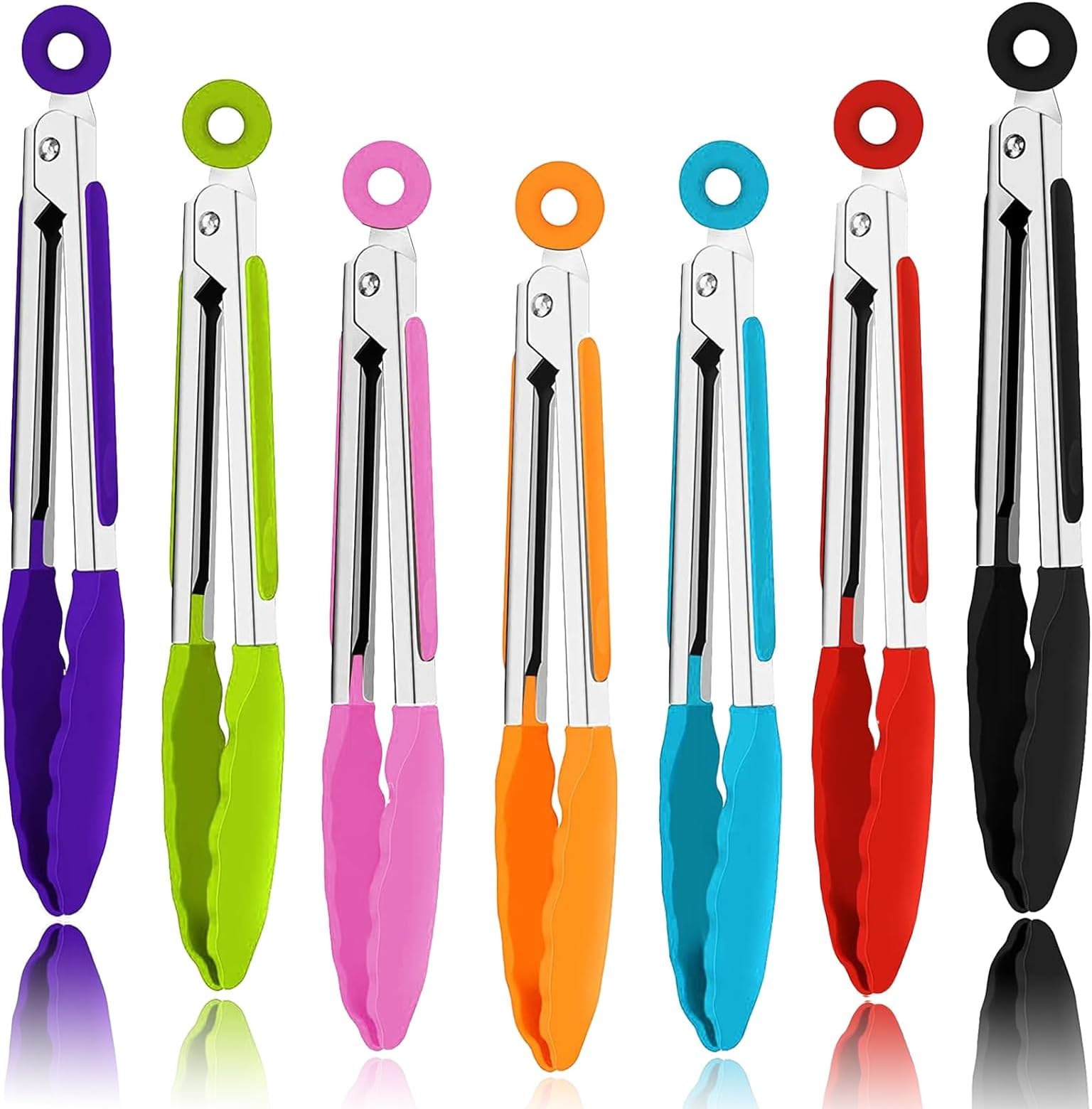 Amazon.com: Mr.EV 7Pack Kitchen Tongs Set 7-Inch Color Mini Small Food ...