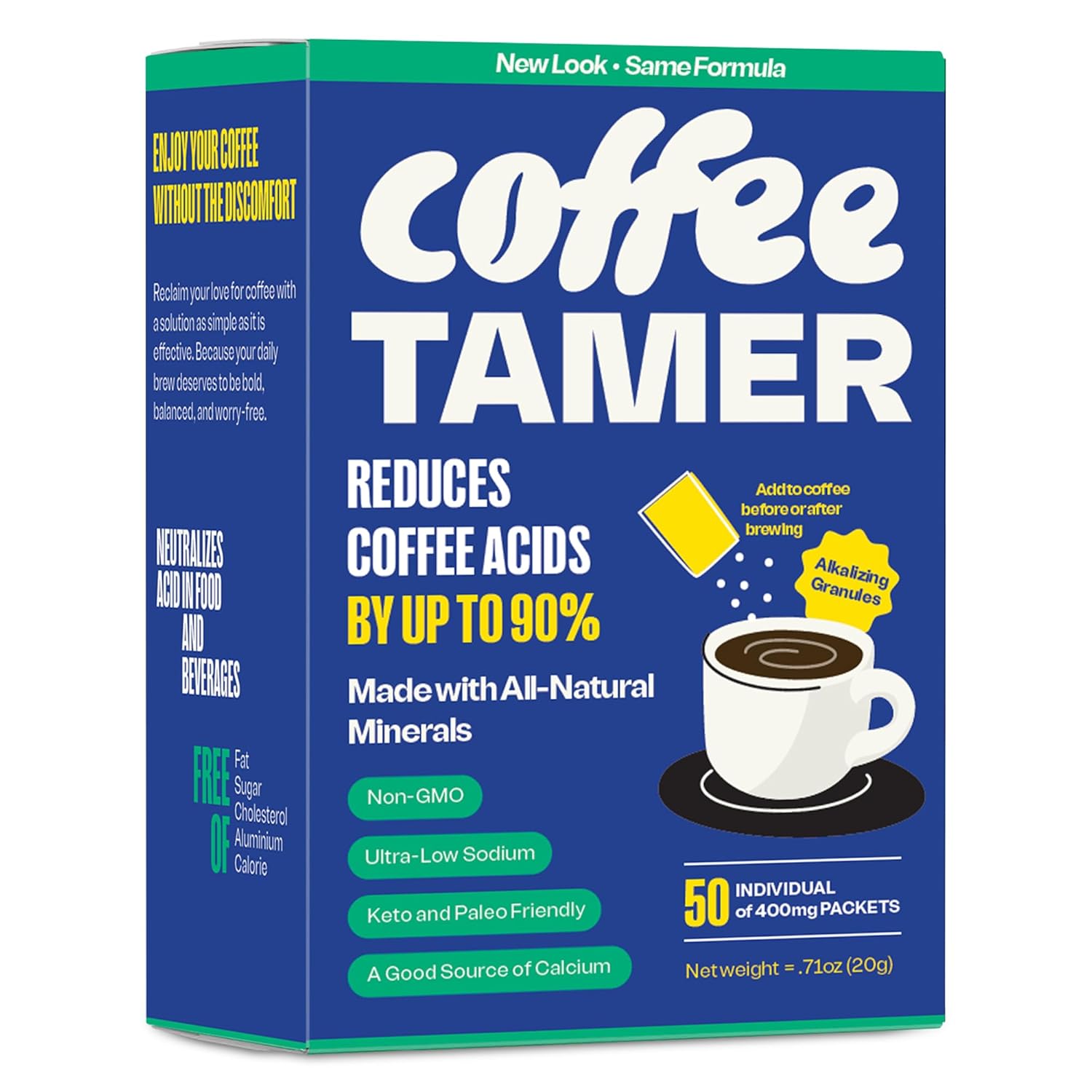 Amazon.com : Coffee Tamer Coffee Acid Reducing Granules 50 Pack Box ...
