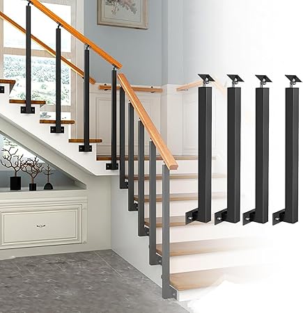 Amazon.com: Side Mounted Stair Balusters Spindles, Square Metal Stair ...
