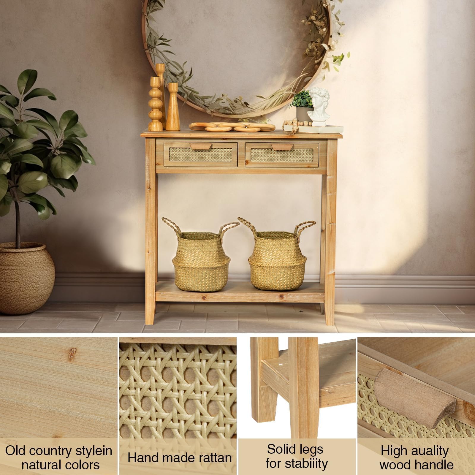 Snapklik.com : Wnutrees Farmhouse Console Table