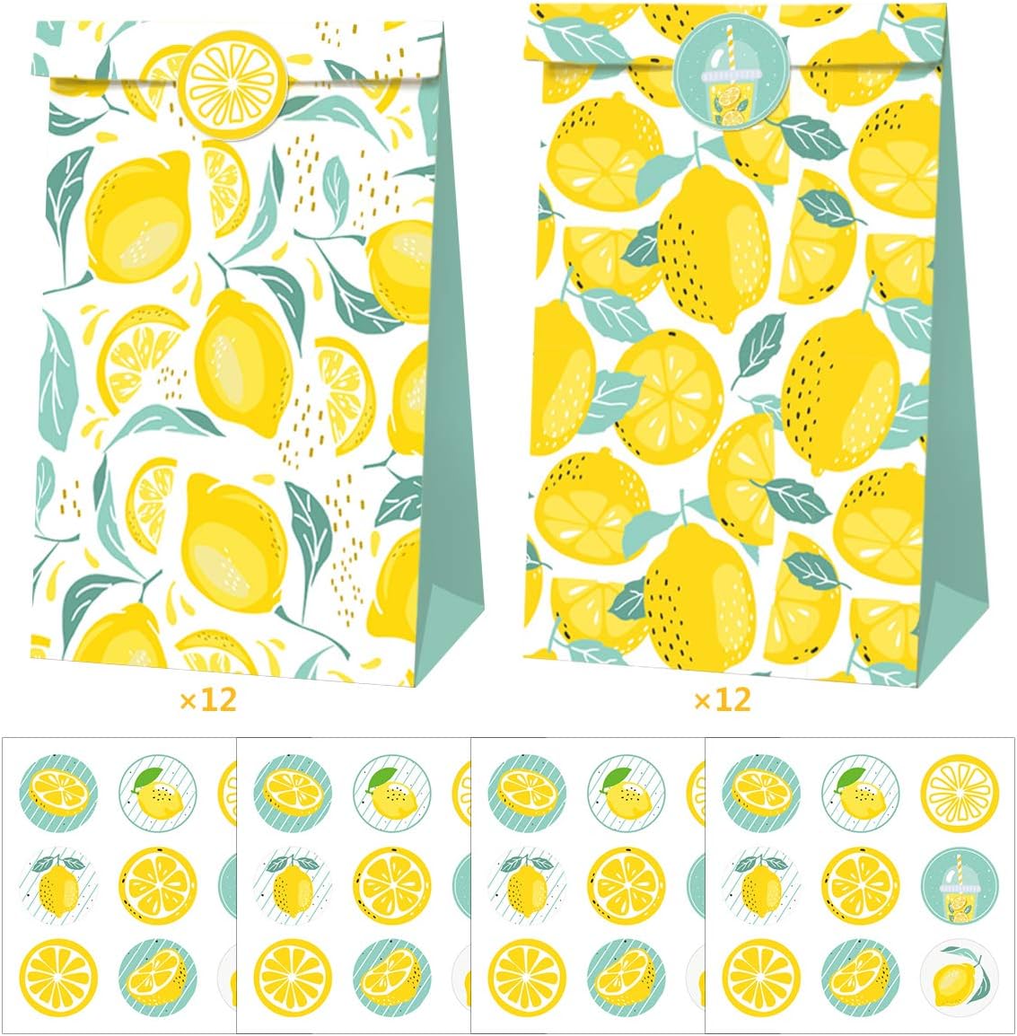 Amazon.com: CIEOVO 24 pcs Lemon Party Favor Bags Paper Gift Bags ...