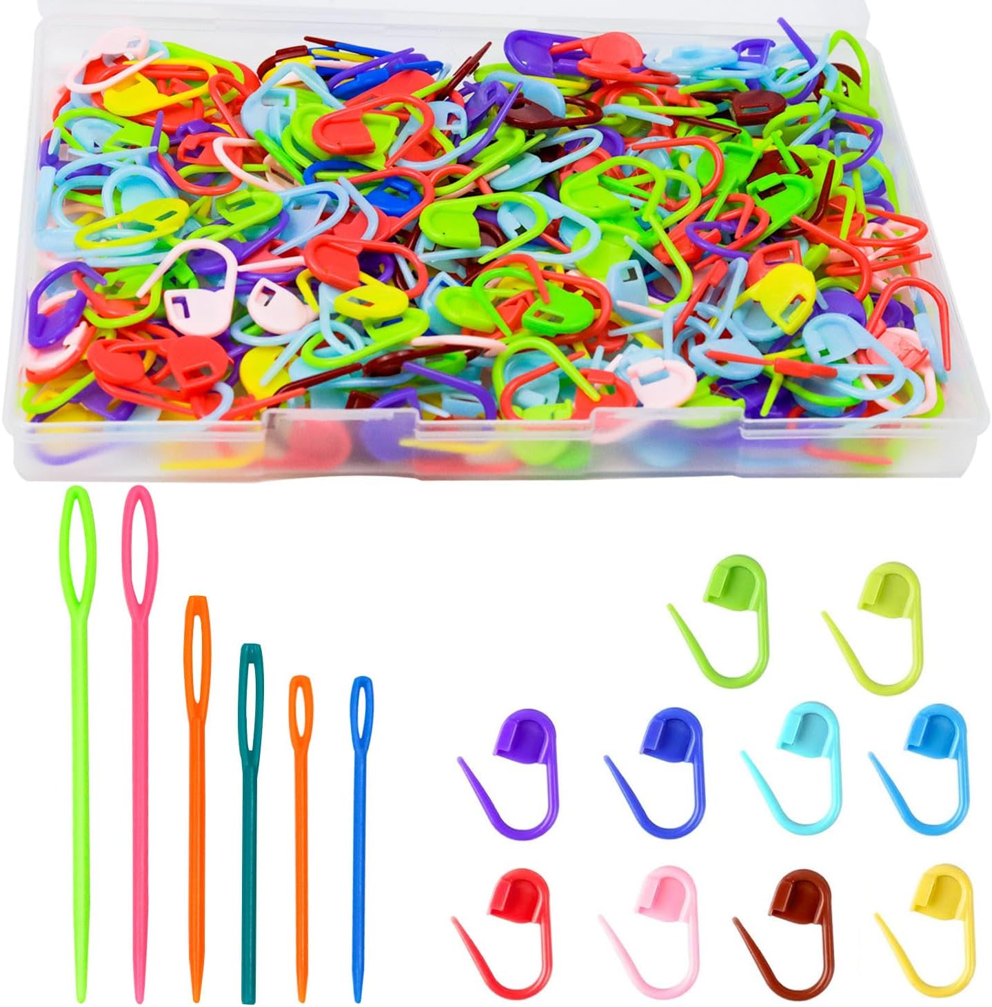 Amazon.com: FIVEIZERO 300pcs Stitch Markers with 6 pieces of large ...