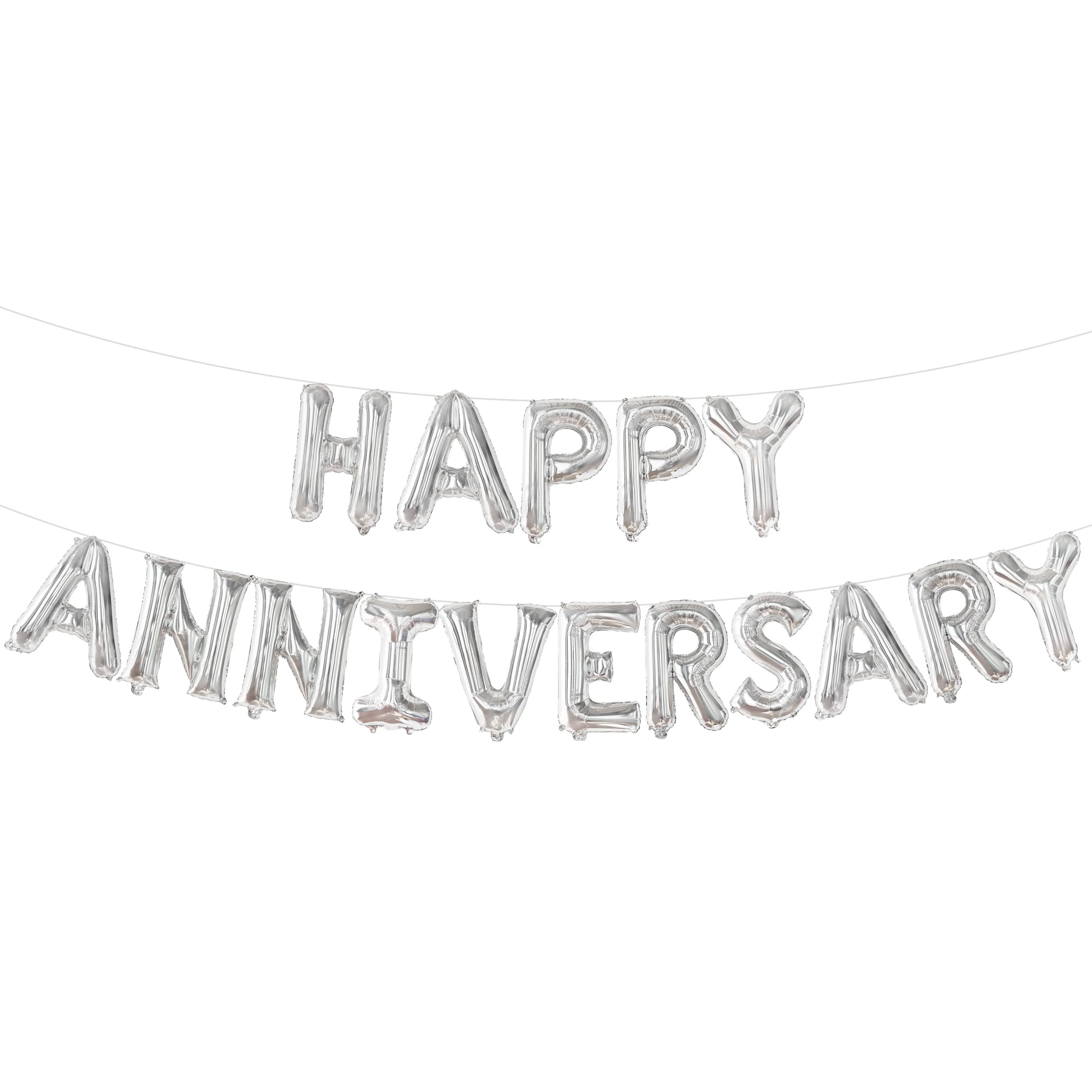 KatchOn, Silver Happy Anniversary Balloons Letters - 16 Inch | Happy ...