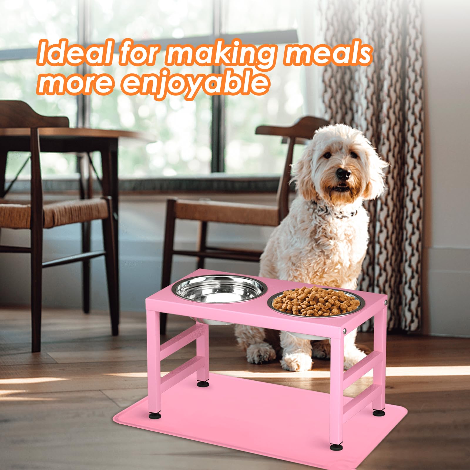 Pink Elevated Dog Food Bowls