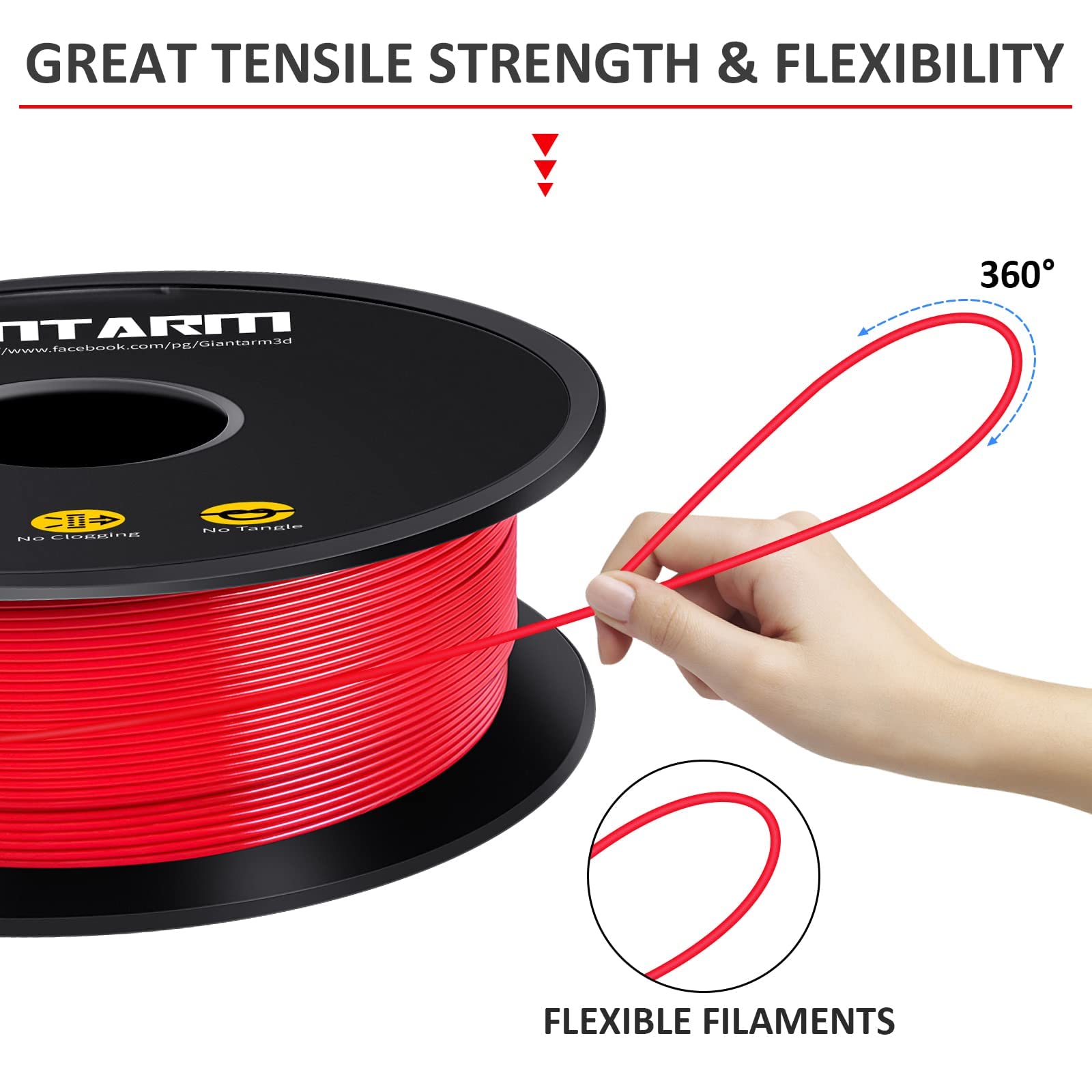 Snapklik.com : GIANTARM 3D Printer Filament, Red Pla Filament, 1Kg