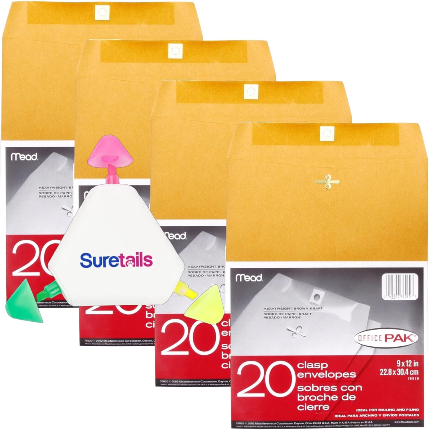 Amazon.com : Mead Mailing Envelope, 9X12 Inch, Bundle With Multicolor ...