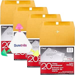 Amazon.com : Mead Mailing Envelope, 9X12 Inch, Bundle With Multicolor ...