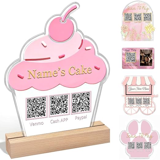 Amazon.com: STREADVE Custom Cake QR Code Sign Scan to Pay QR display ...