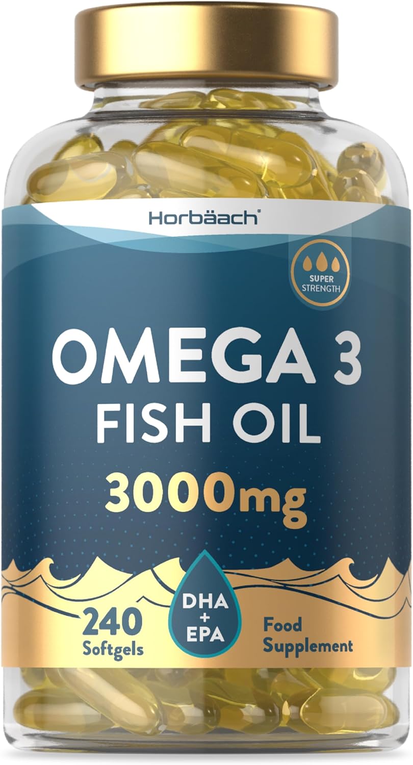 Omega 3 Capsules High Strength Fish Oil | 3000mg | 240 Count | Fatty ...