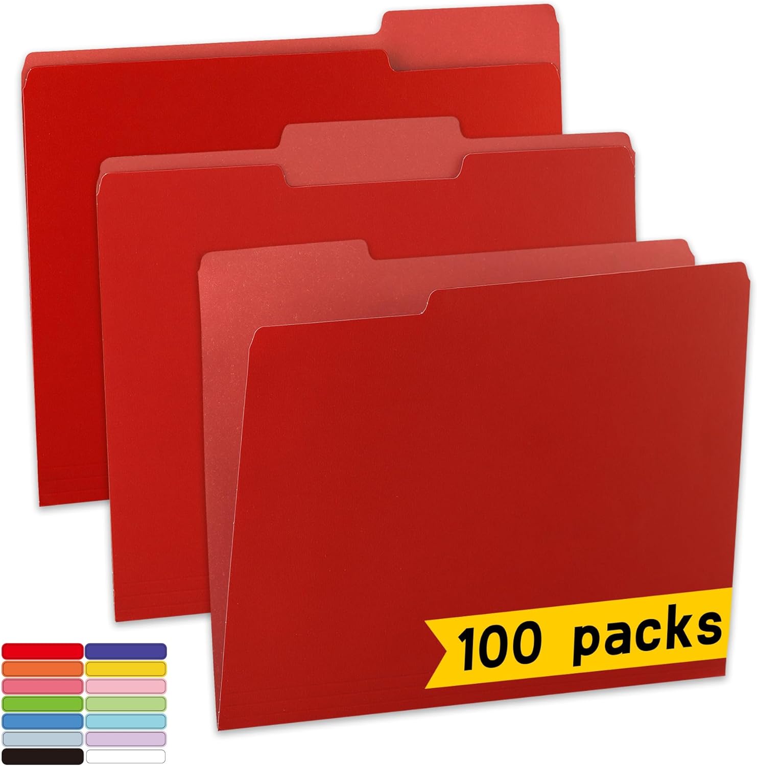Amazon.com : 100 Packs Red File Folder,1/3-Cut Tabs,File Folders Letter ...