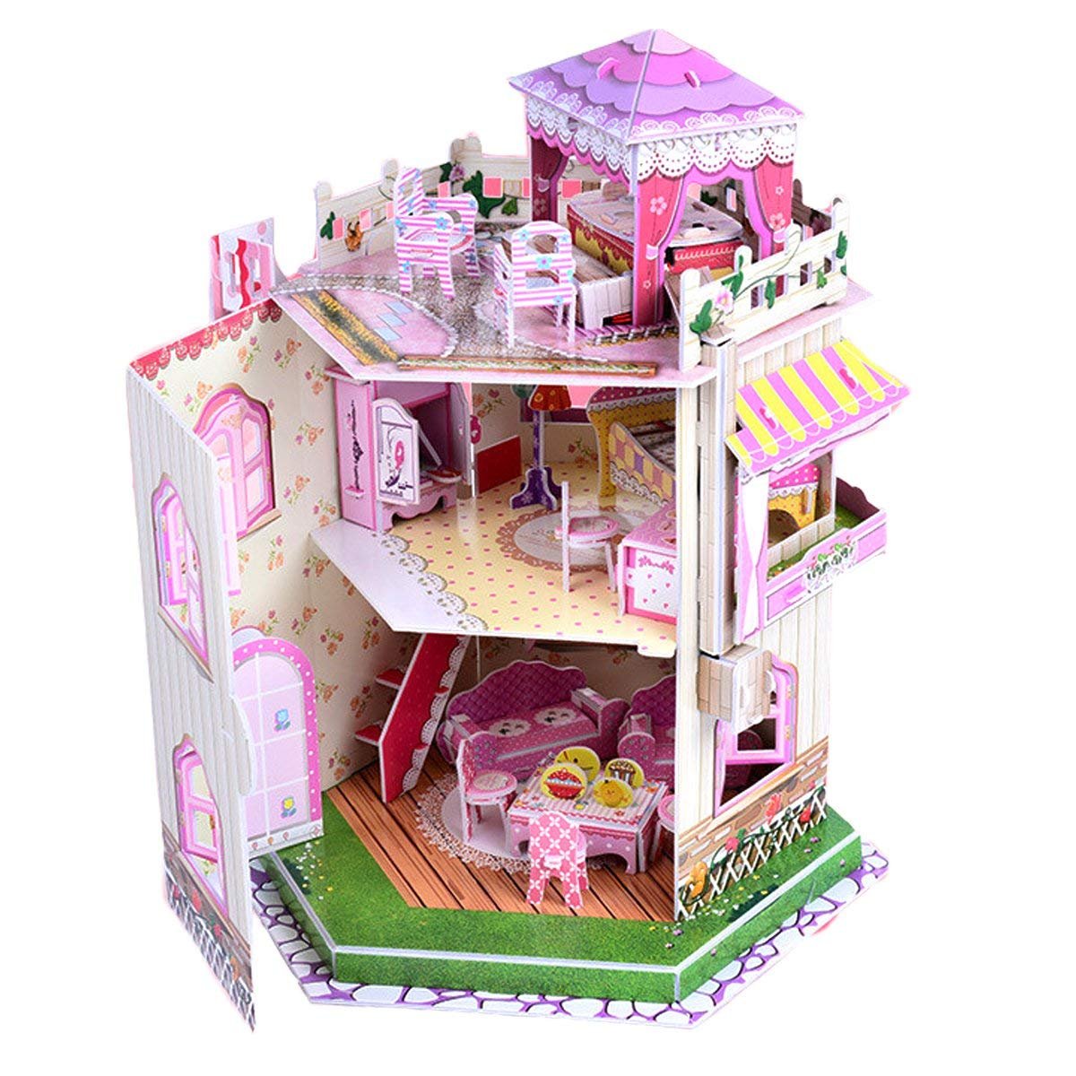 Amazon.com: Rooftop Romance 3D Puzzle Dollhouse for Girls - Easy to ...