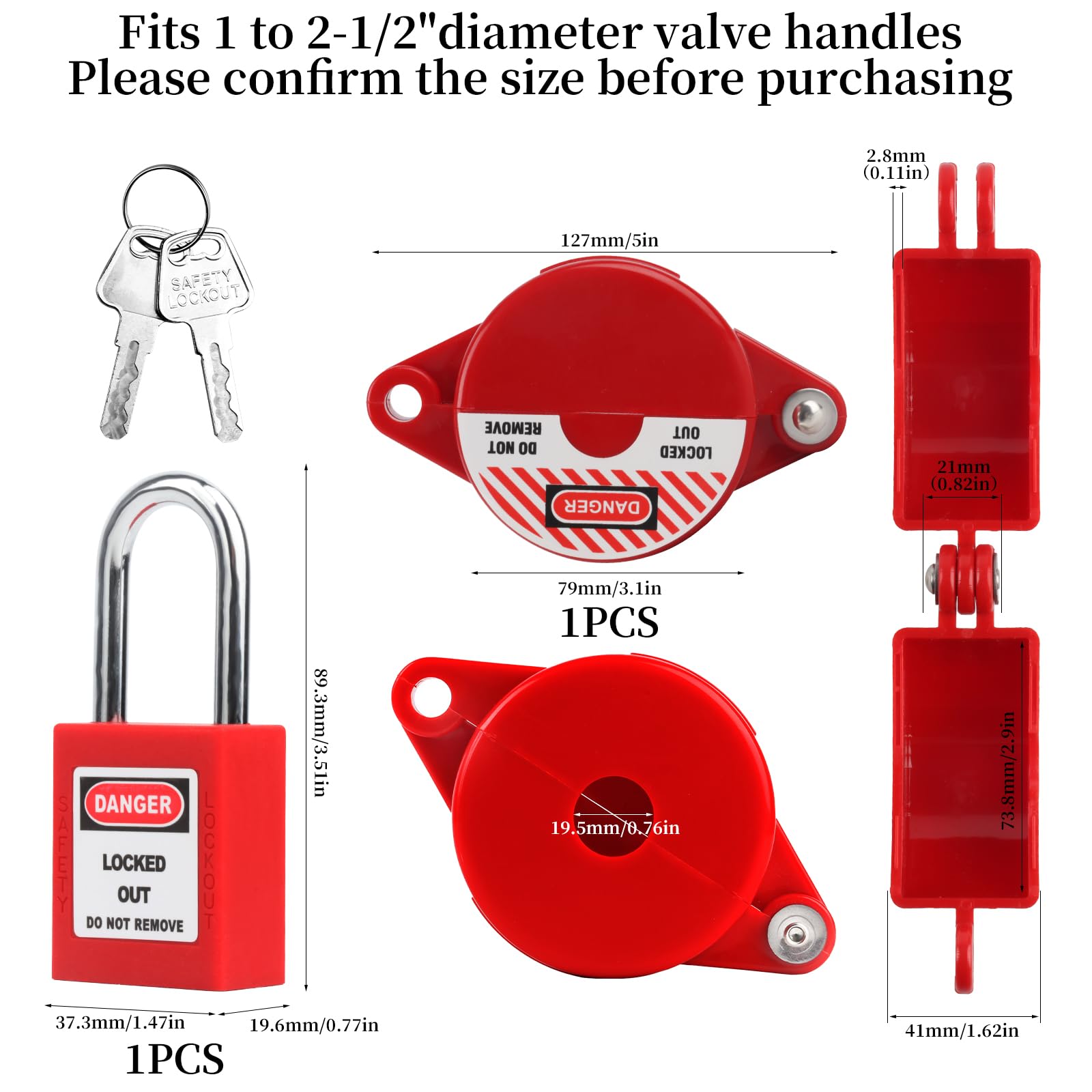 Snapklik.com : Gate Valve Lockout Device And Safety Padlock Set, Water ...