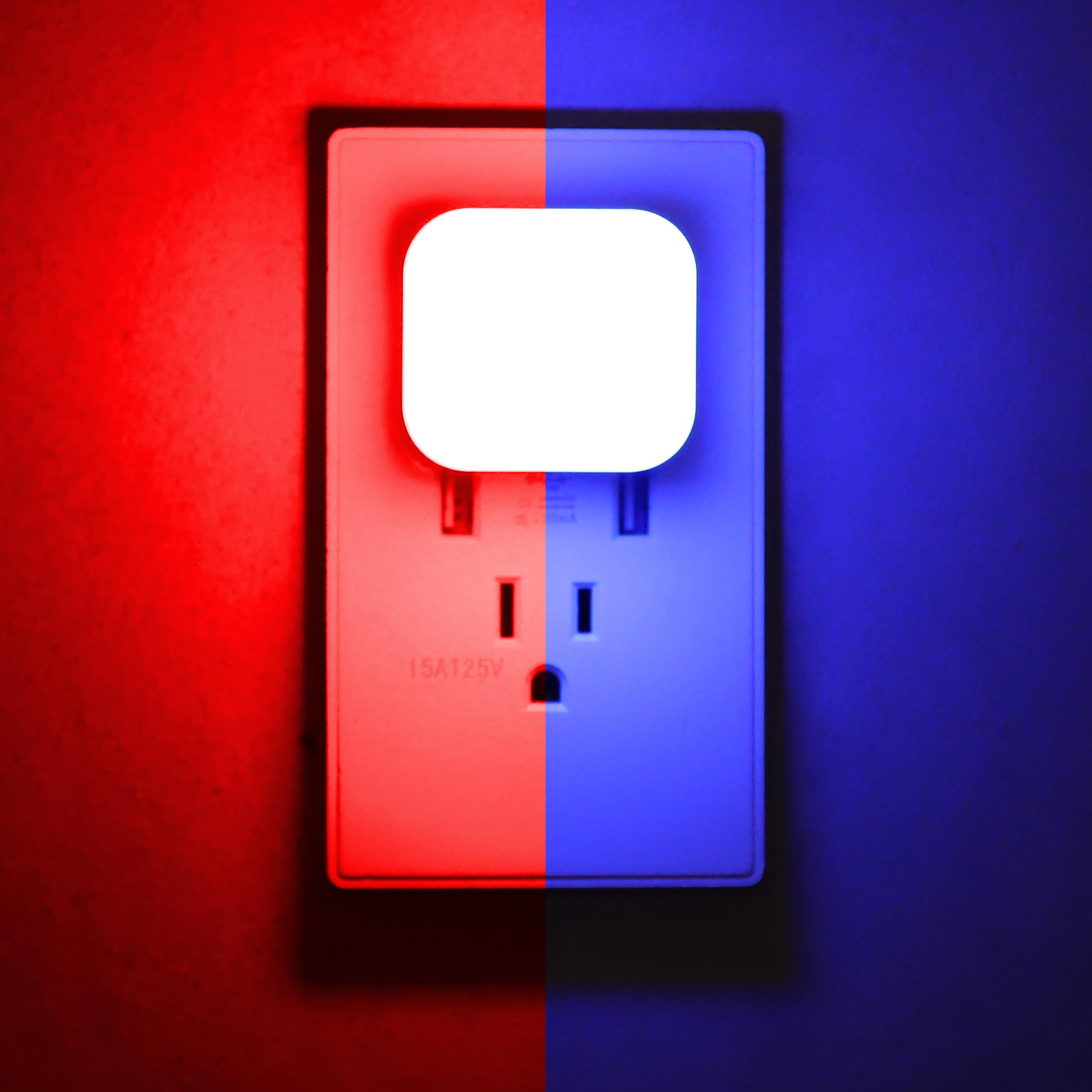 myCozyLite Dual Light Night Light Plug in, Red and Blue Light Switch ...