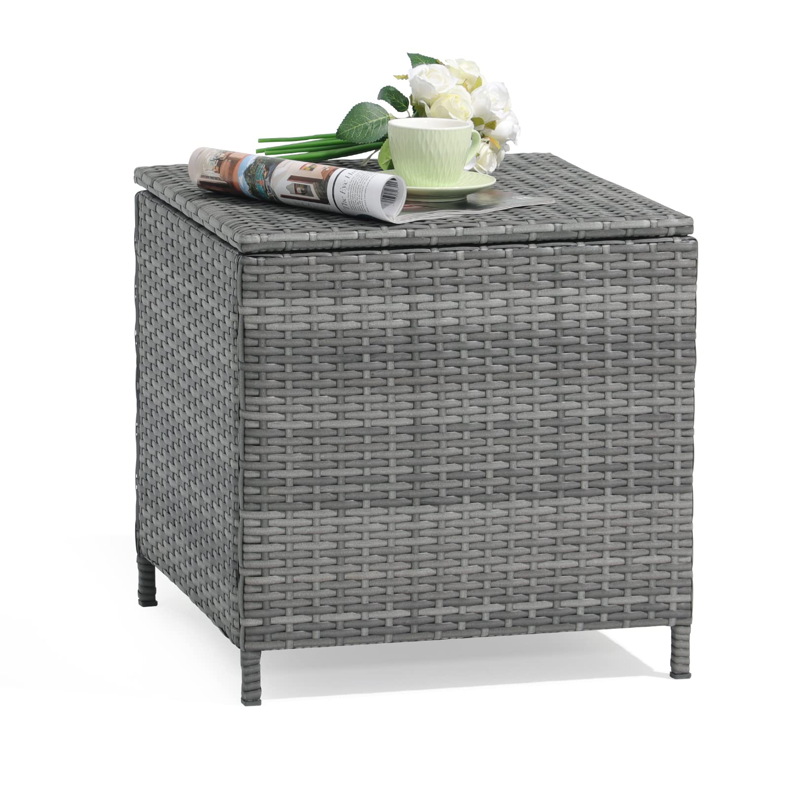 Amazon.com: Verano Garden Outdoor Wicker Side Table, Small Storage ...