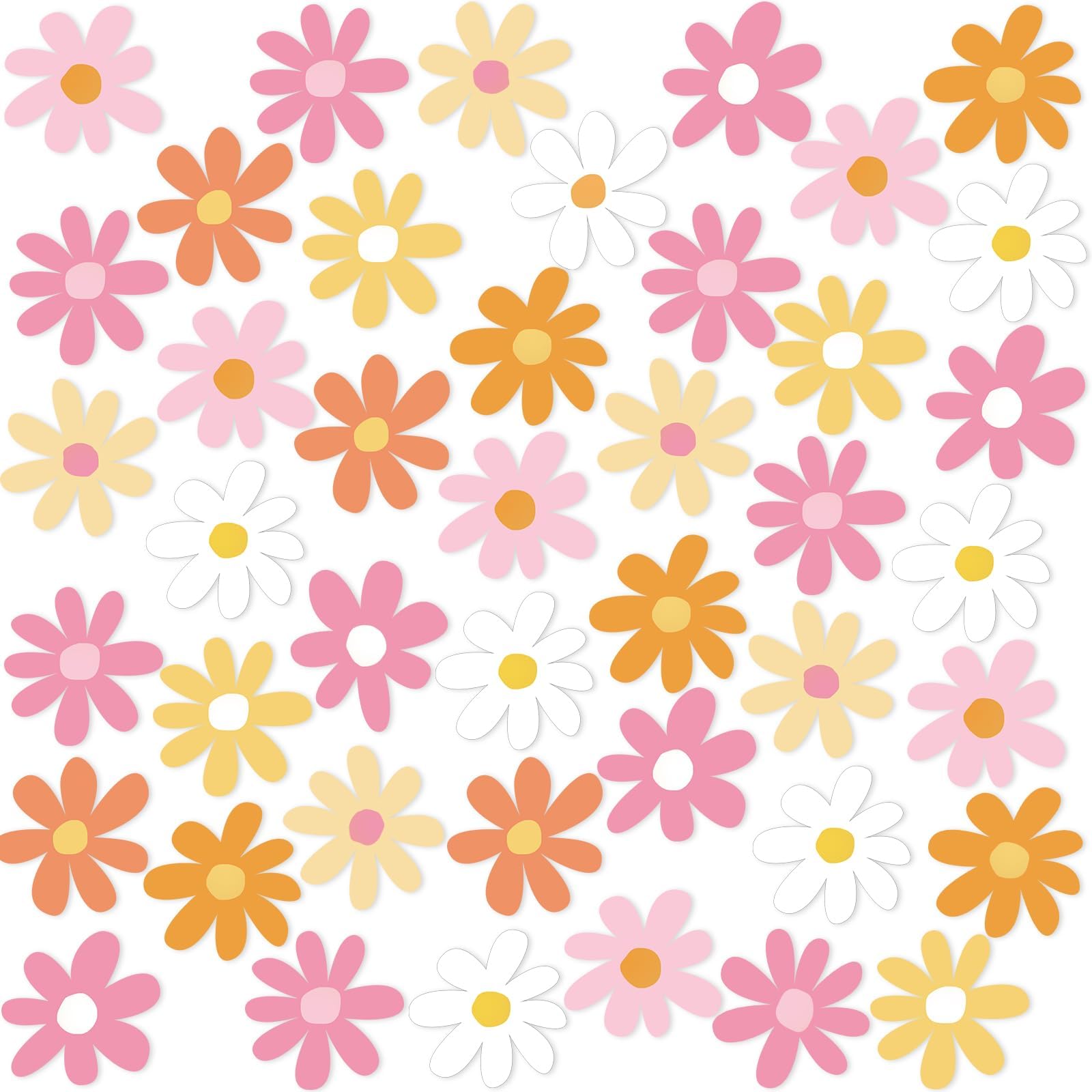 Amazon.com: Whaline 120Pcs Groovy Retro Hippie Flower Cutouts Boho Pink ...