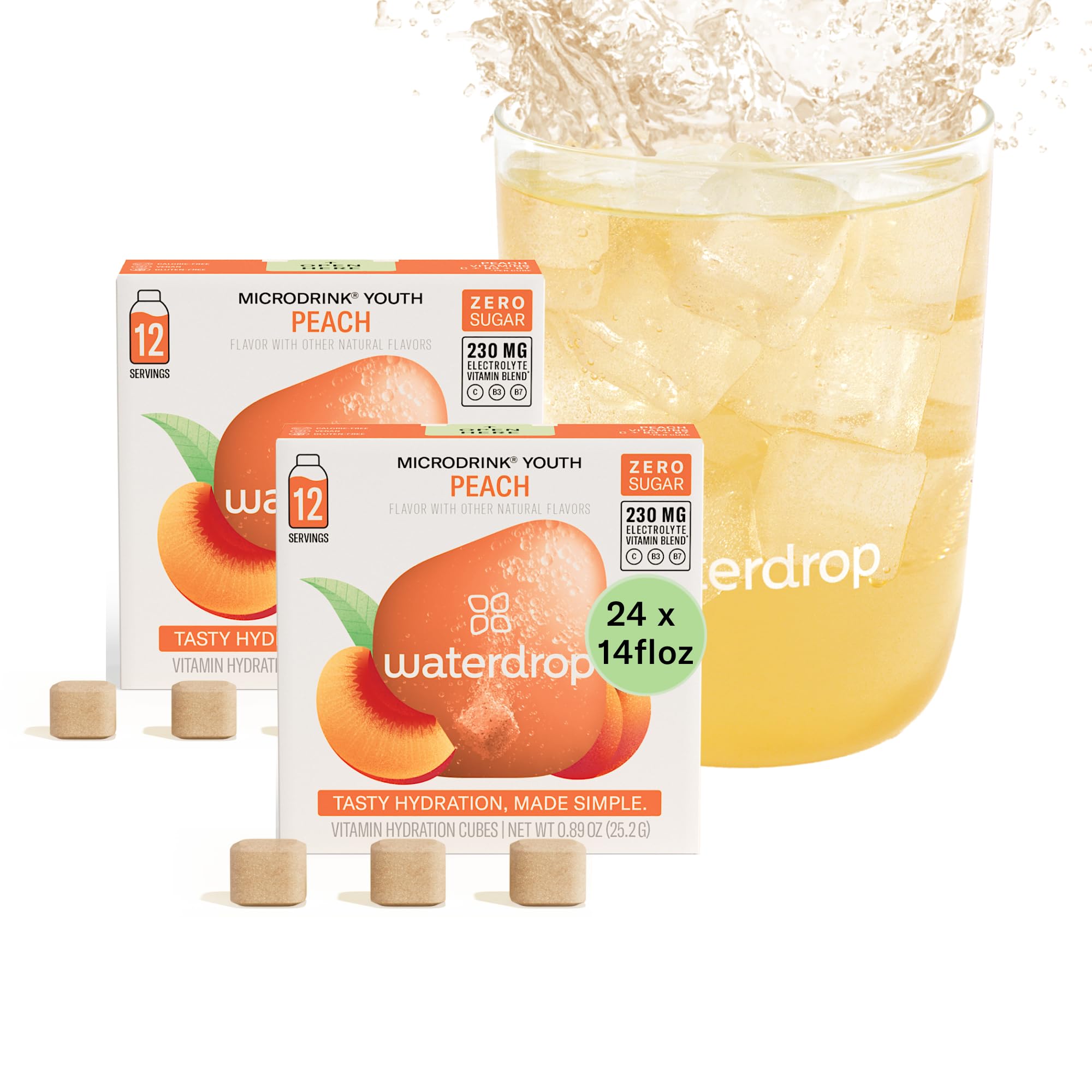 Amazon.com: Waterdrop Hydration Cubes, Peach Ginger, Vitamin C, B3 ...