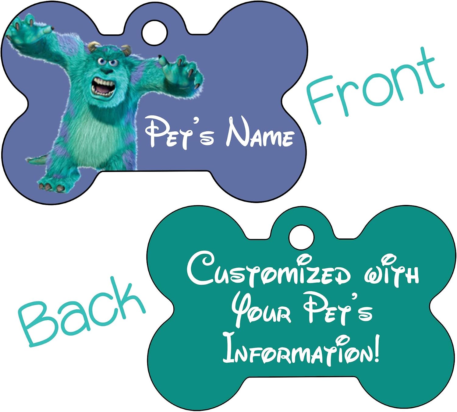 Amazon.com: Monsters Inc Double Sided Pet Id Tag for Dogs & Cats ...