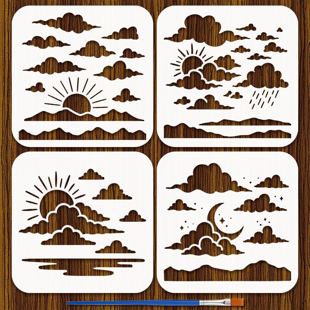 Amazon.com: FINGERINSPIRE 4PCS Natural Elements Painting Stencils with ...