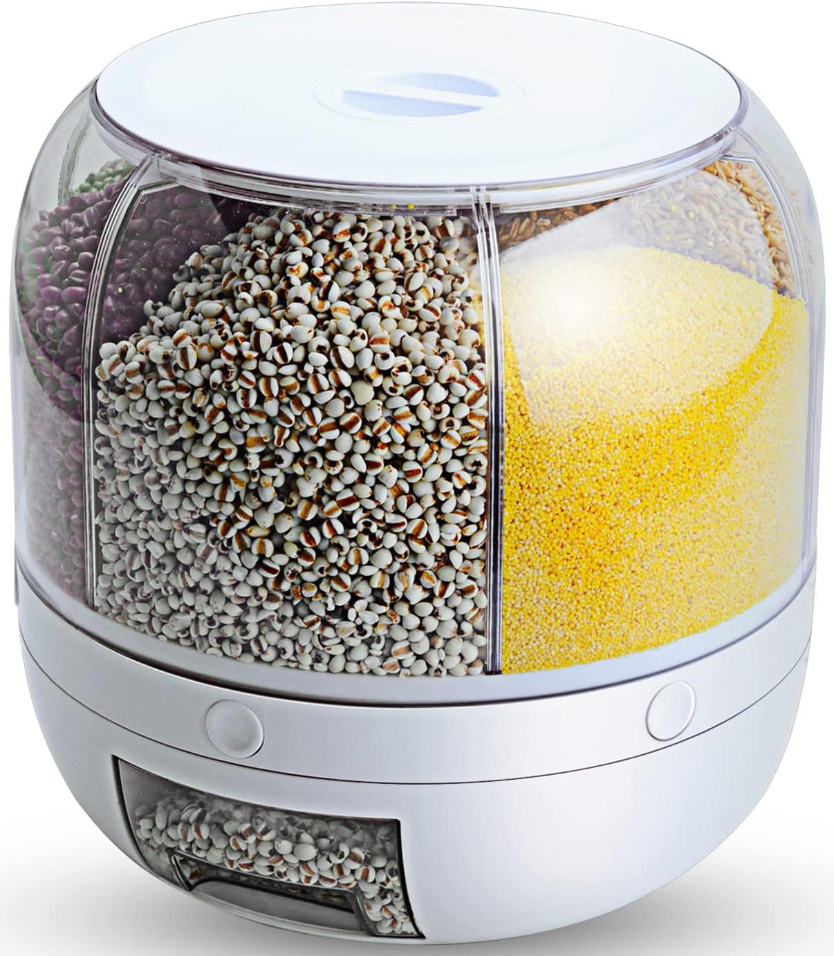 WOWFUNNY Grain Dispenser, 9L Rotating Rice Dispenser Storage Container ...